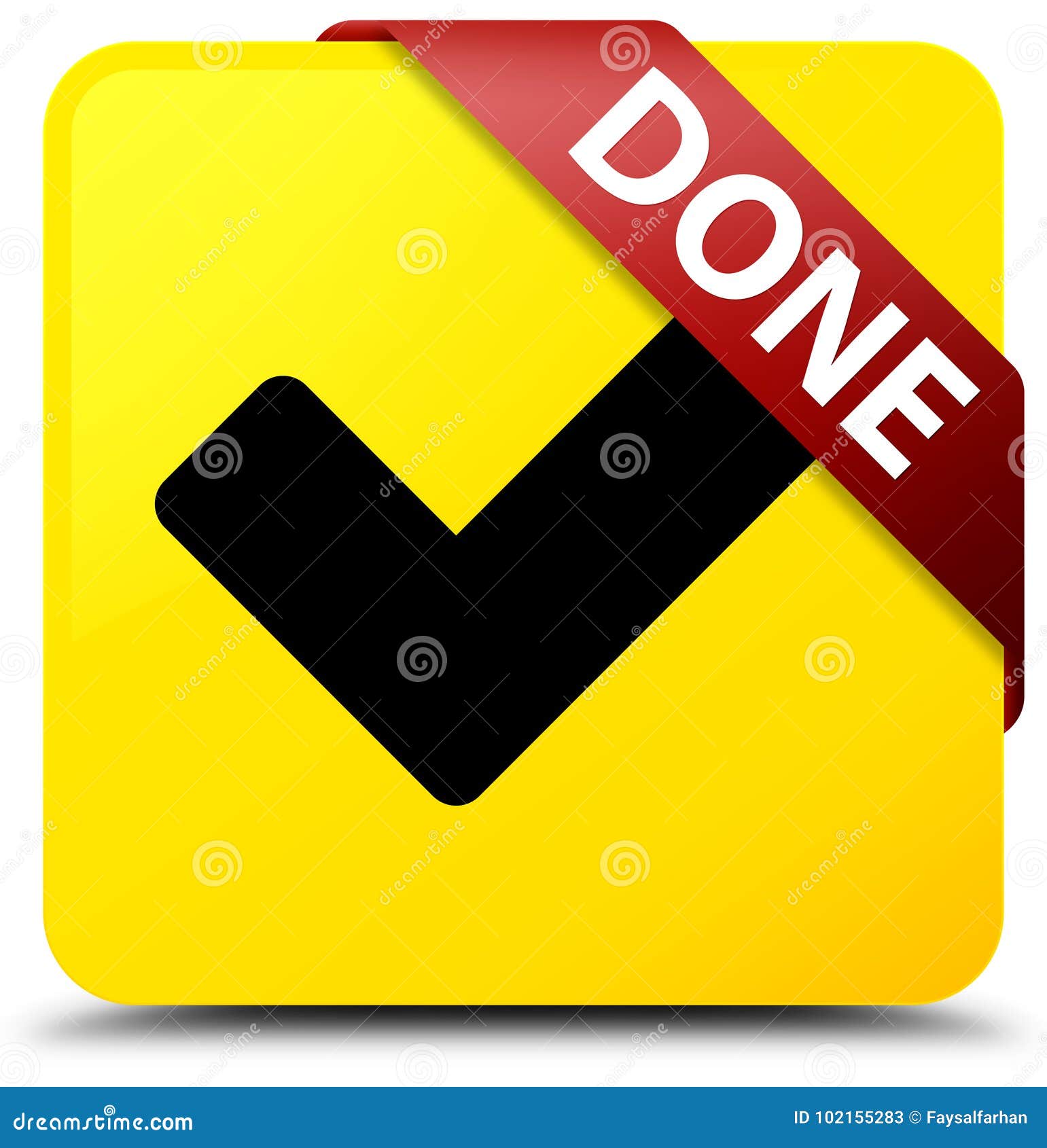 Done (validate Icon) Yellow Square Button Red Ribbon in Corner Stock ...