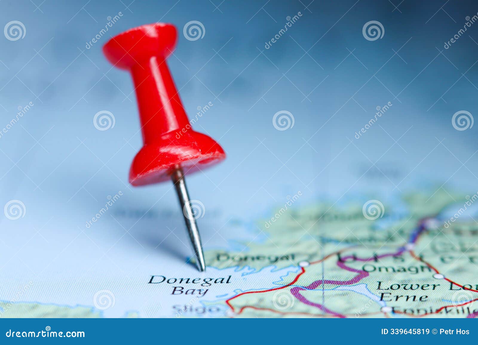 Donegal Bay, Ireland Pin on Map Stock Image - Image of island, object ...