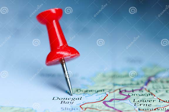 Donegal Bay, Ireland Pin on Map Stock Image - Image of island, object ...