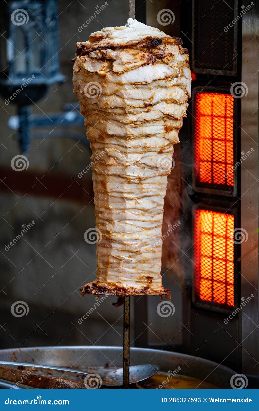 Doner Kebab Cooking on Rotating Vertical Spit Stock Image - Image of ...