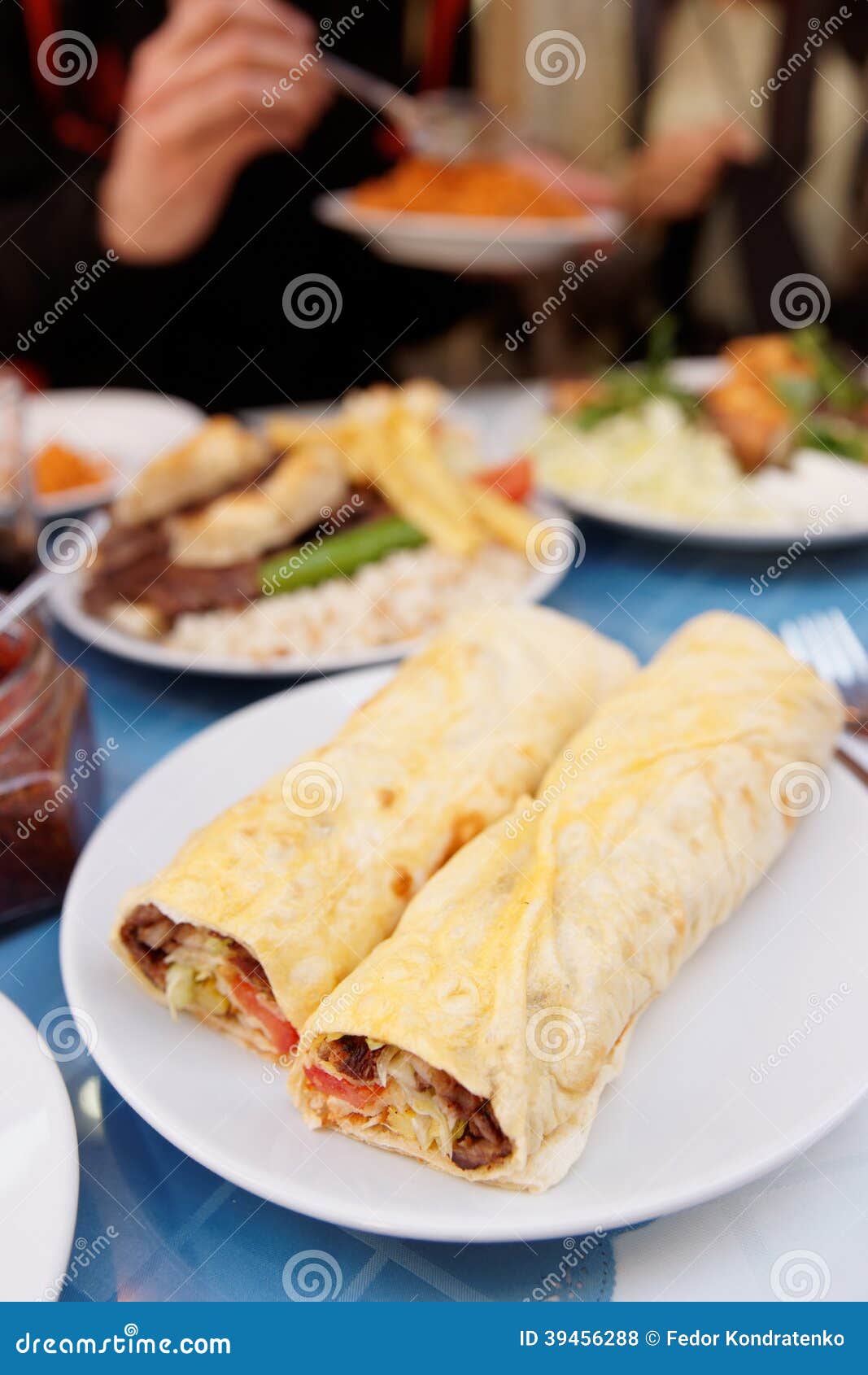 Doner kebab dish on plate stock photo. Image of dish - 39456288