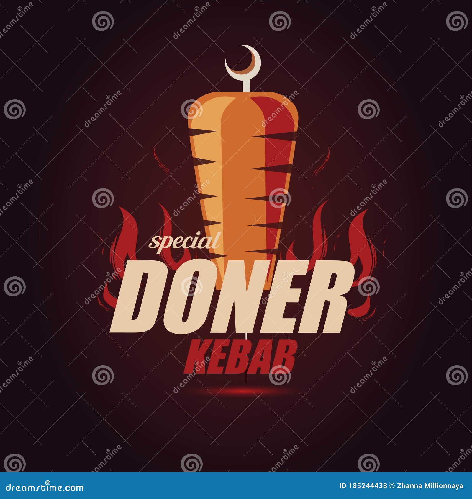 Doner Kebab Logo. Round Linear Of Doner Shawarma Vector Illustration ...