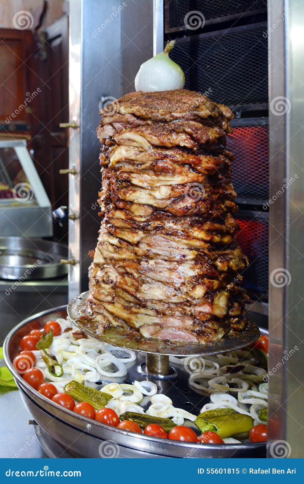 Doner Kebab Roasted On Rotating Spit Stock Photo - Image: 55601815