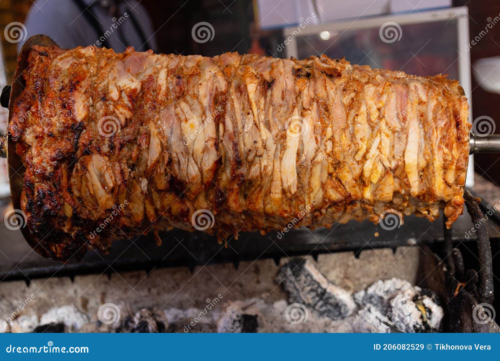 Doner kebab on skewer stock image. Image of popular - 206082529