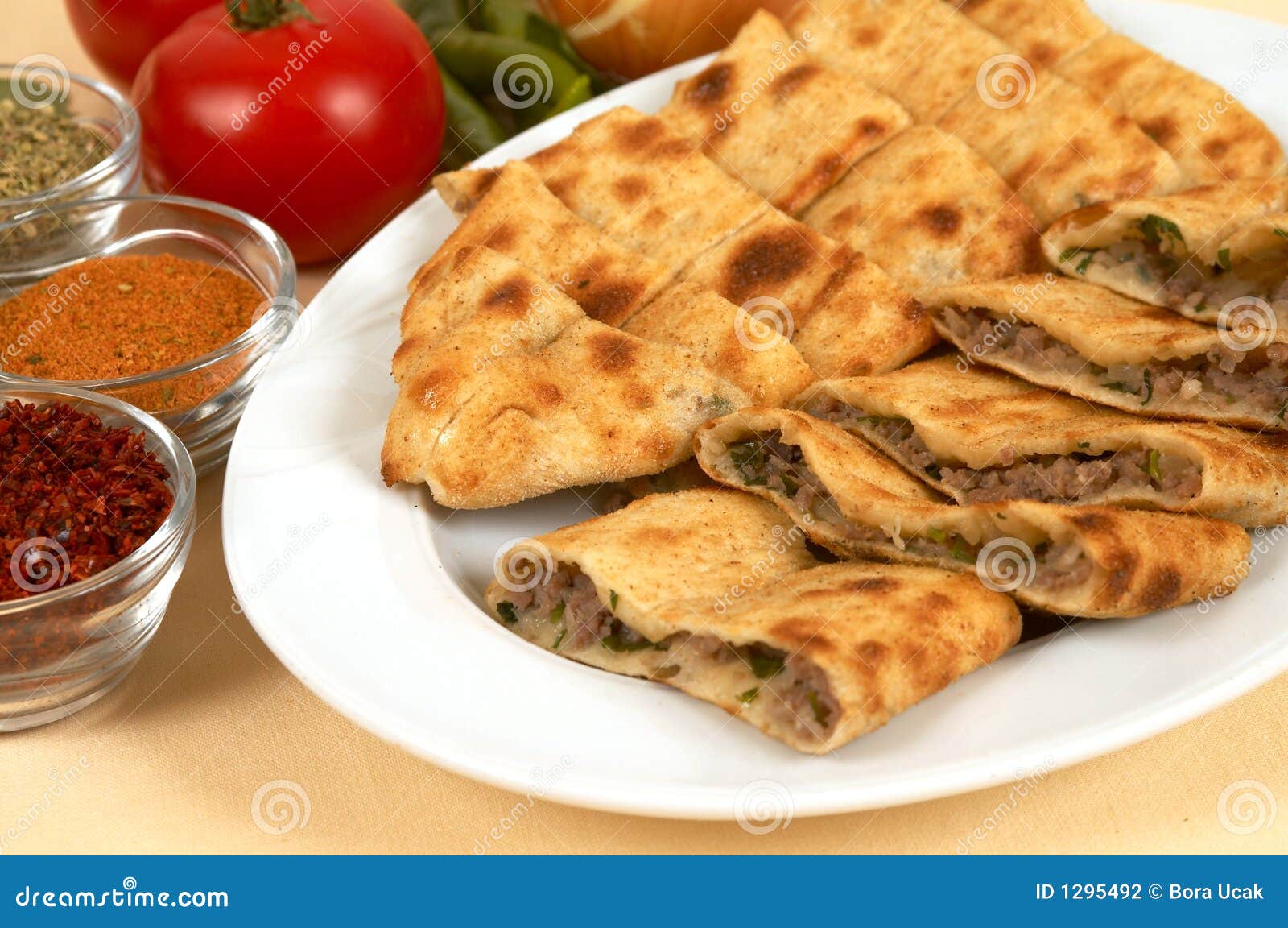 Doner with meat stock photo. Image of cook, plate, olive - 1295492