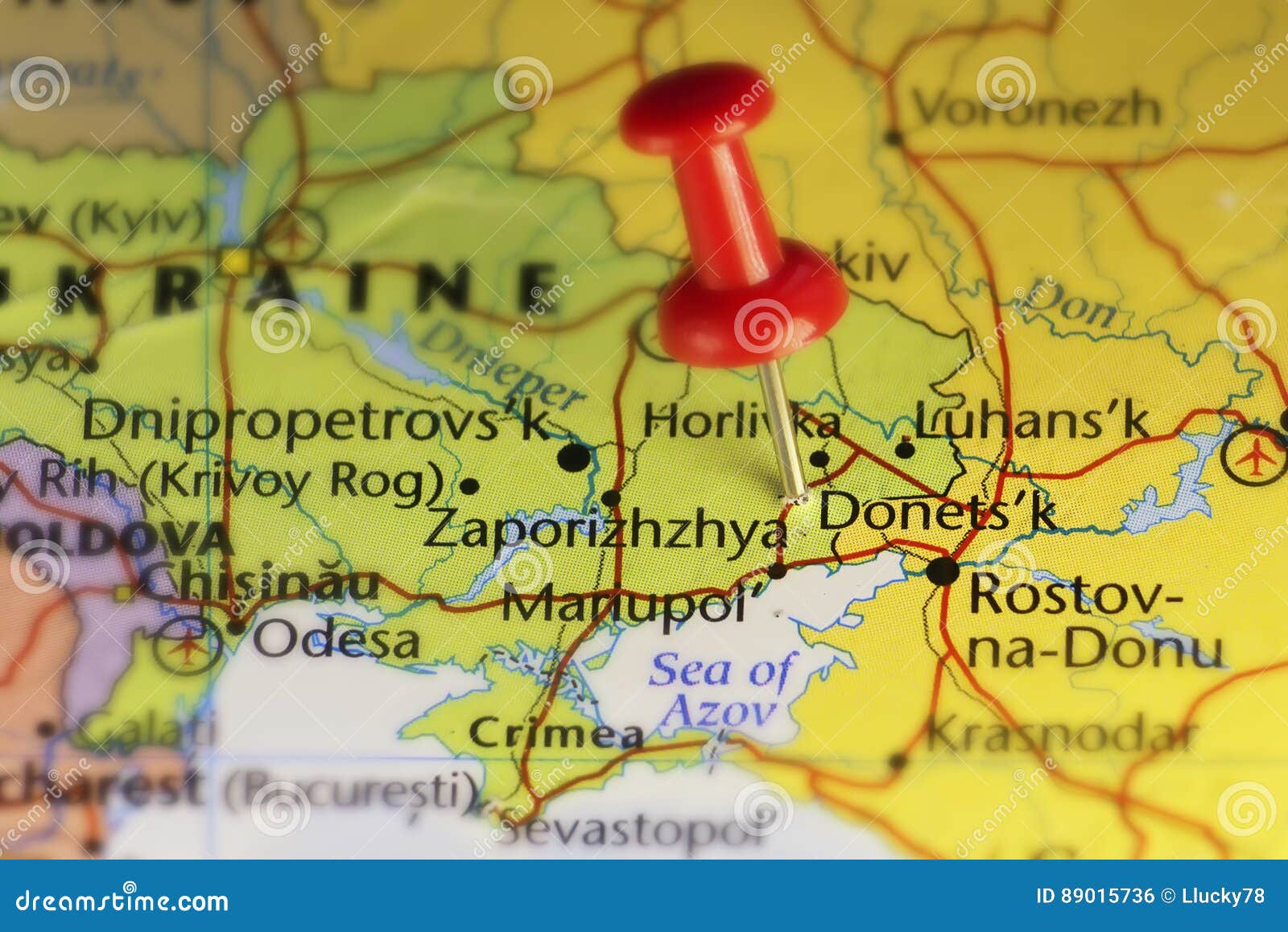 Donetsk Ukraine pinned map stock illustration. Illustration of city ...
