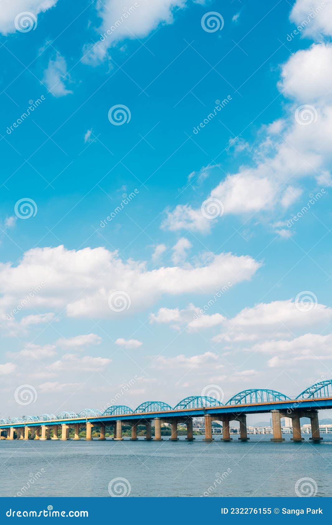 Dongjak Bridge and Han River Park in Seoul, Korea Stock Image - Image ...