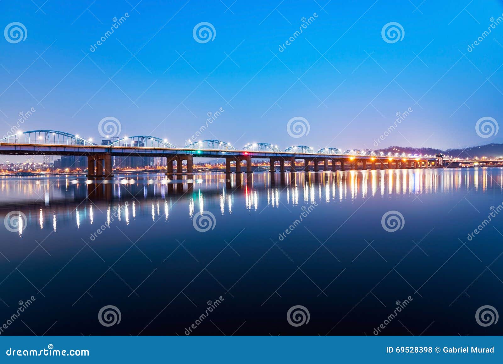 Dongjak Bridge Over the Han River at Night Stock Photo - Image of ...