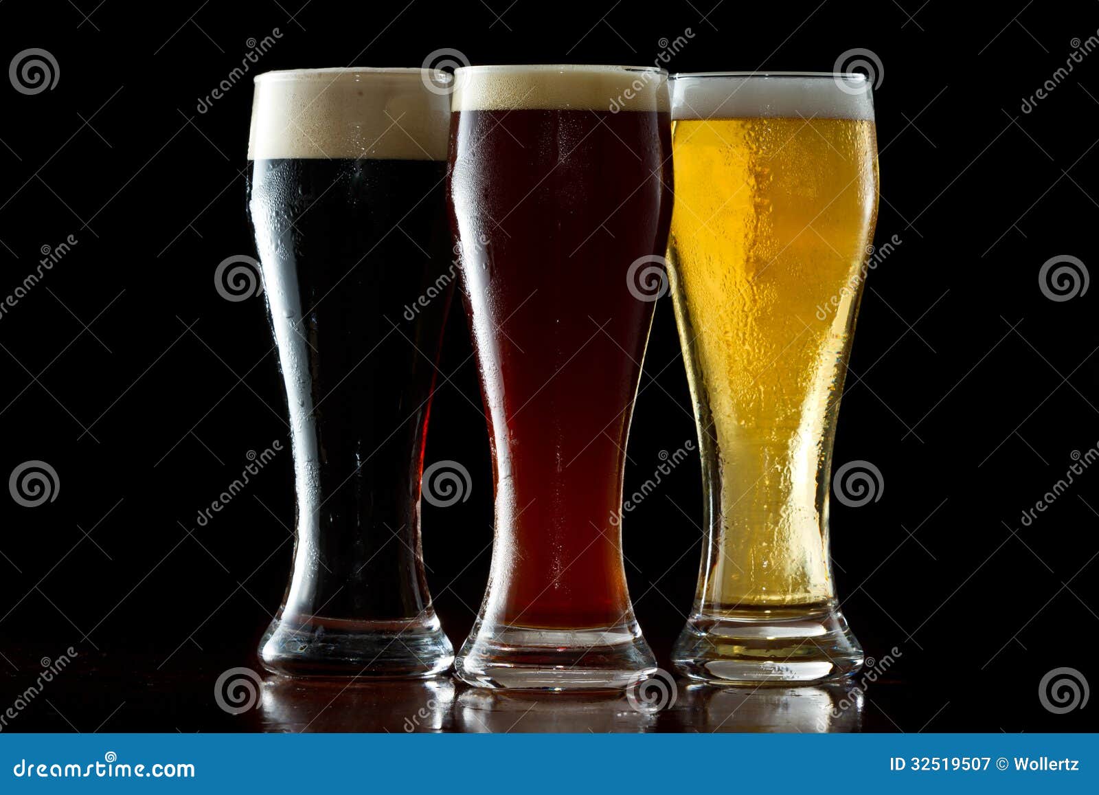 Donker, rood en licht bier stock afbeelding. Image of stout - 32519507