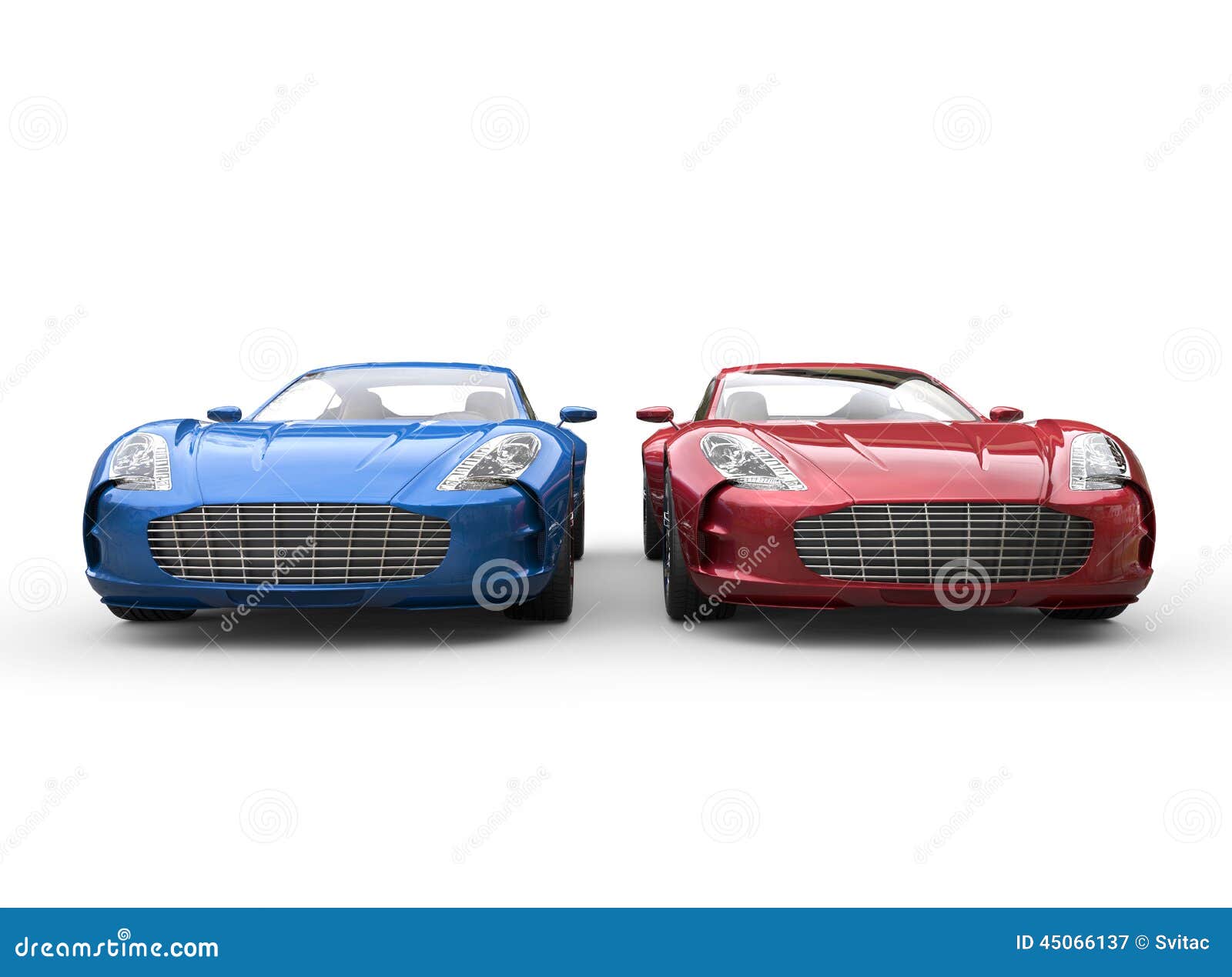 Donkerblauwe En Rode Auto's Op Witte Achtergrond Stock Afbeelding ...