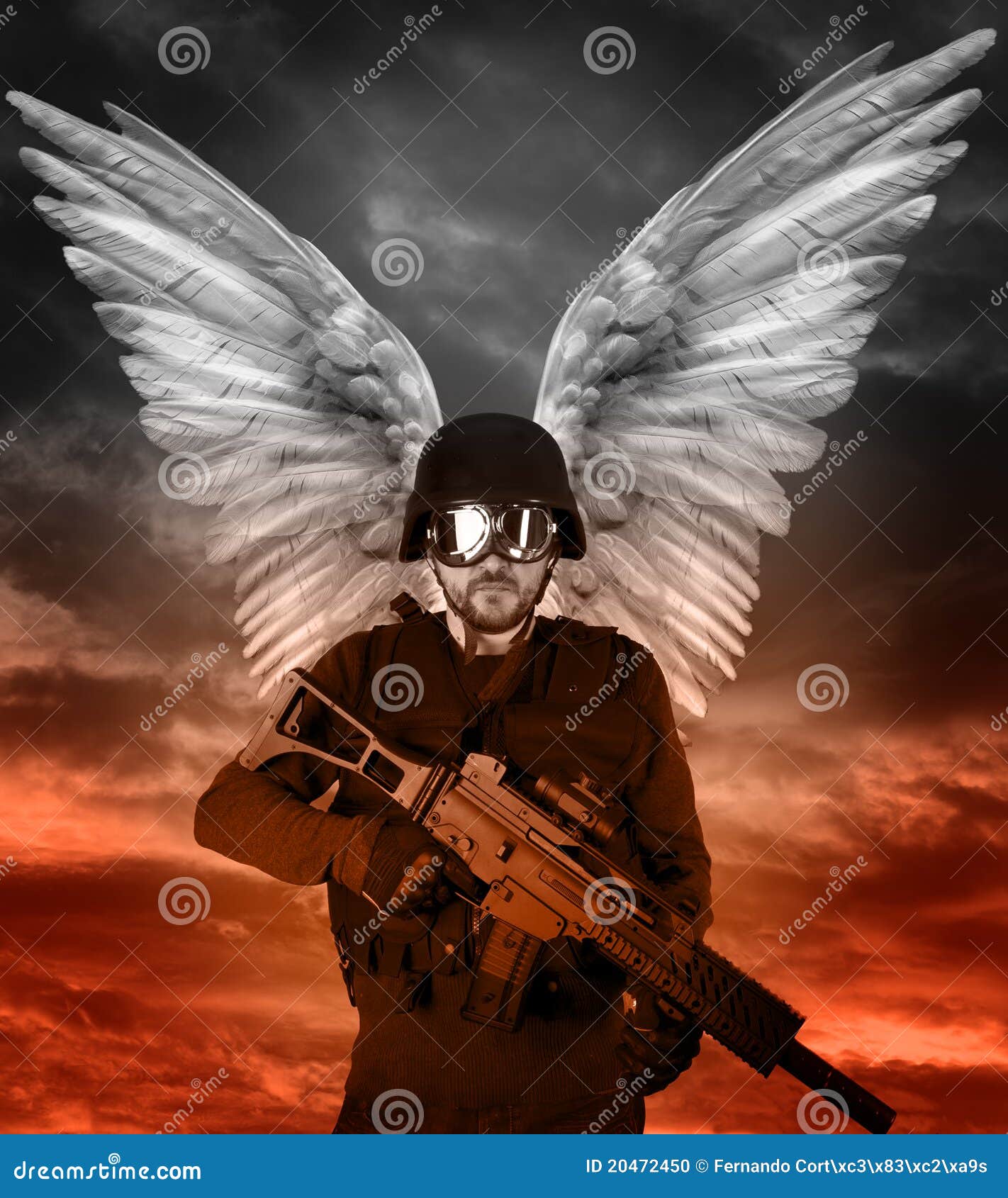 Donkere Engel Met Grote Vleugels Stock Foto - Image of schot, strijder ...