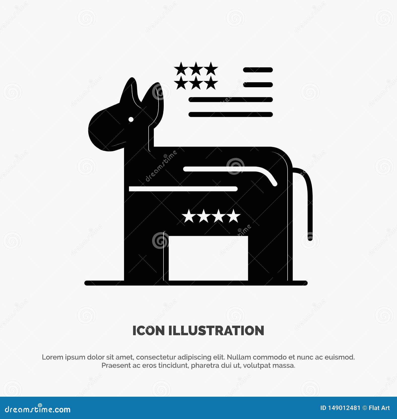 Donkey, American, Political, Symbol Blue Outline Logo Place For Tagline ...