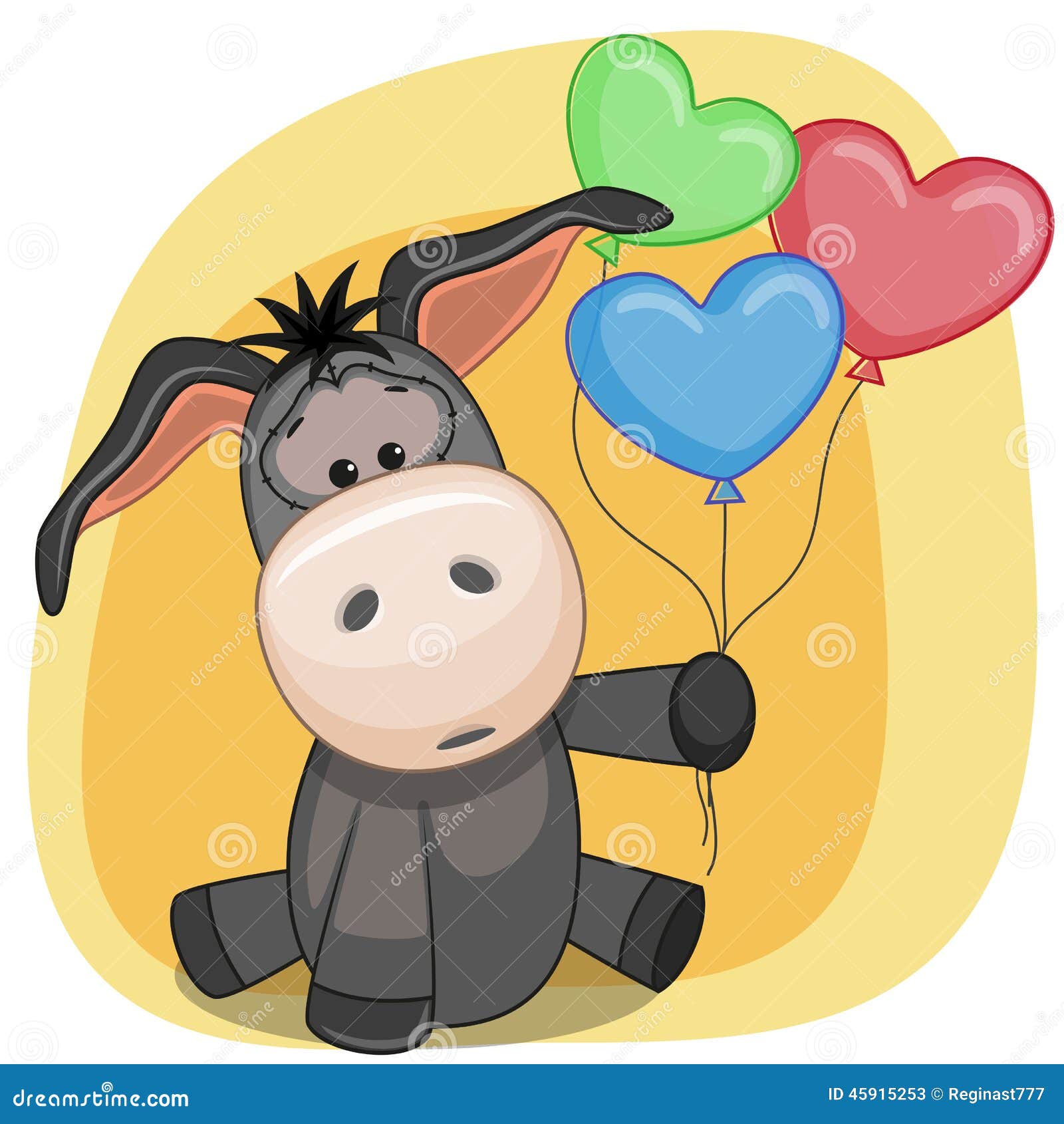 Donkey with balloons stock vector. Illustration of mothers - 45915253