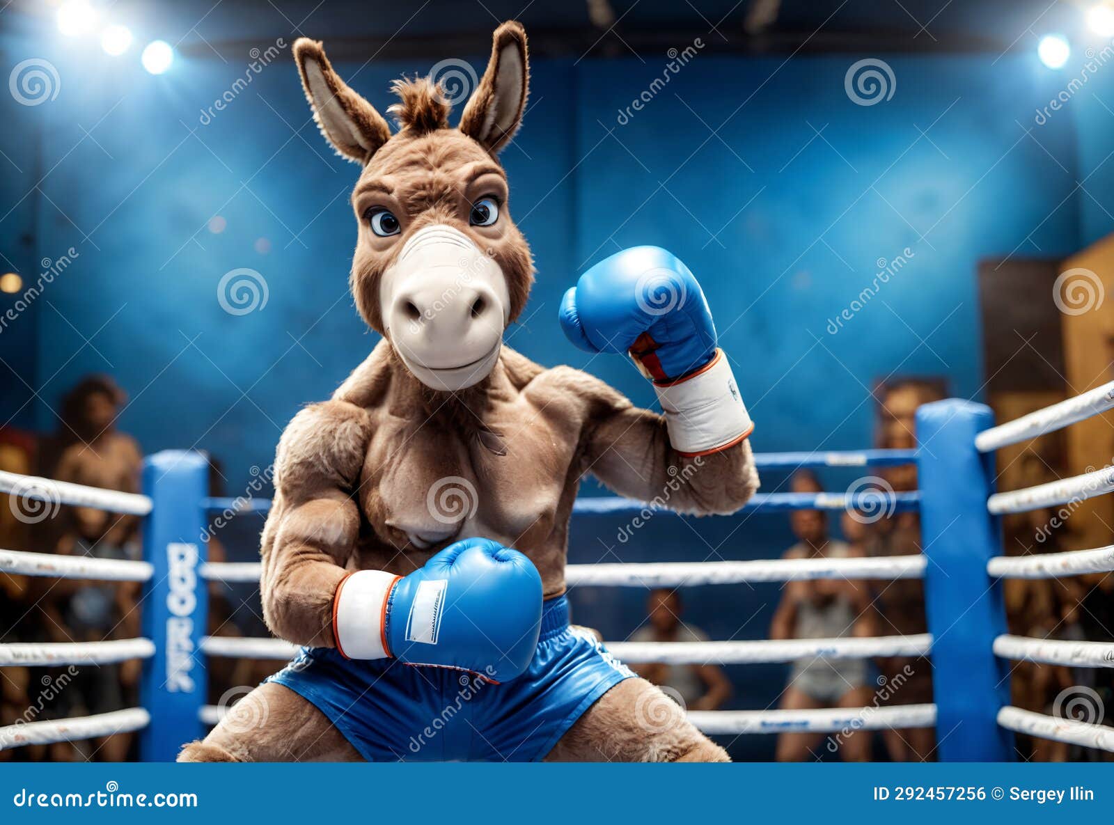 Donkey in Boxing Gloves on a Ring. Generative AI Stock Illustration ...