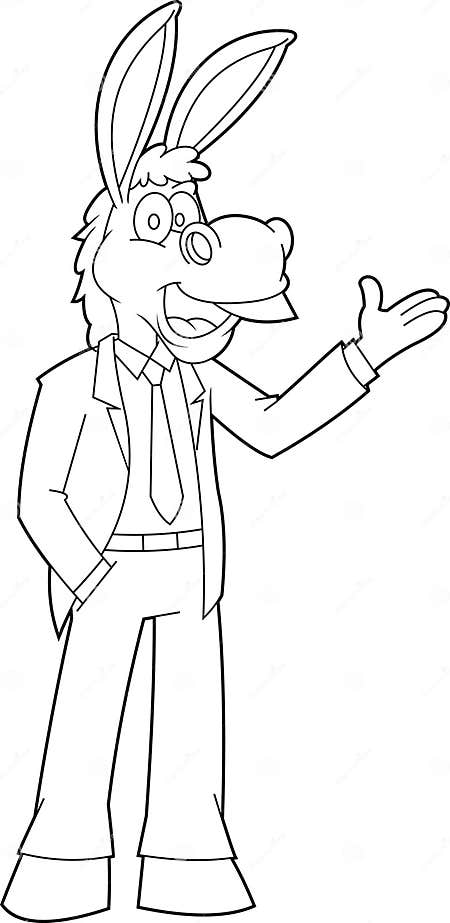 Outlined Business Donkey Cartoon Character Talking Stock Vector ...