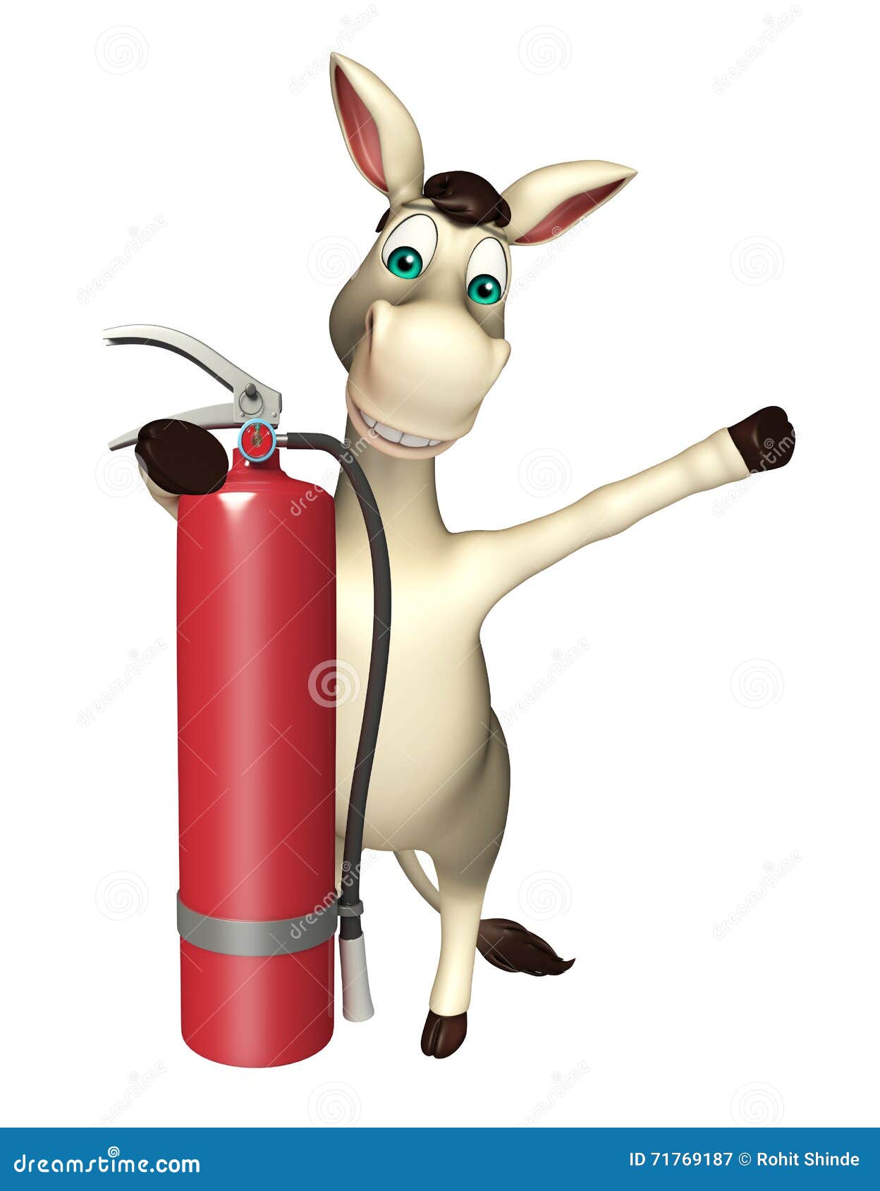 Donkey Cartoon Character With Fire Extinguisher Stock Illustration ...