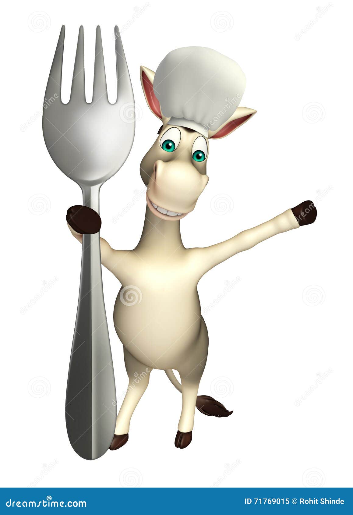 Donkey Cartoon Character with Spoons and Chef Hat Stock Illustration ...