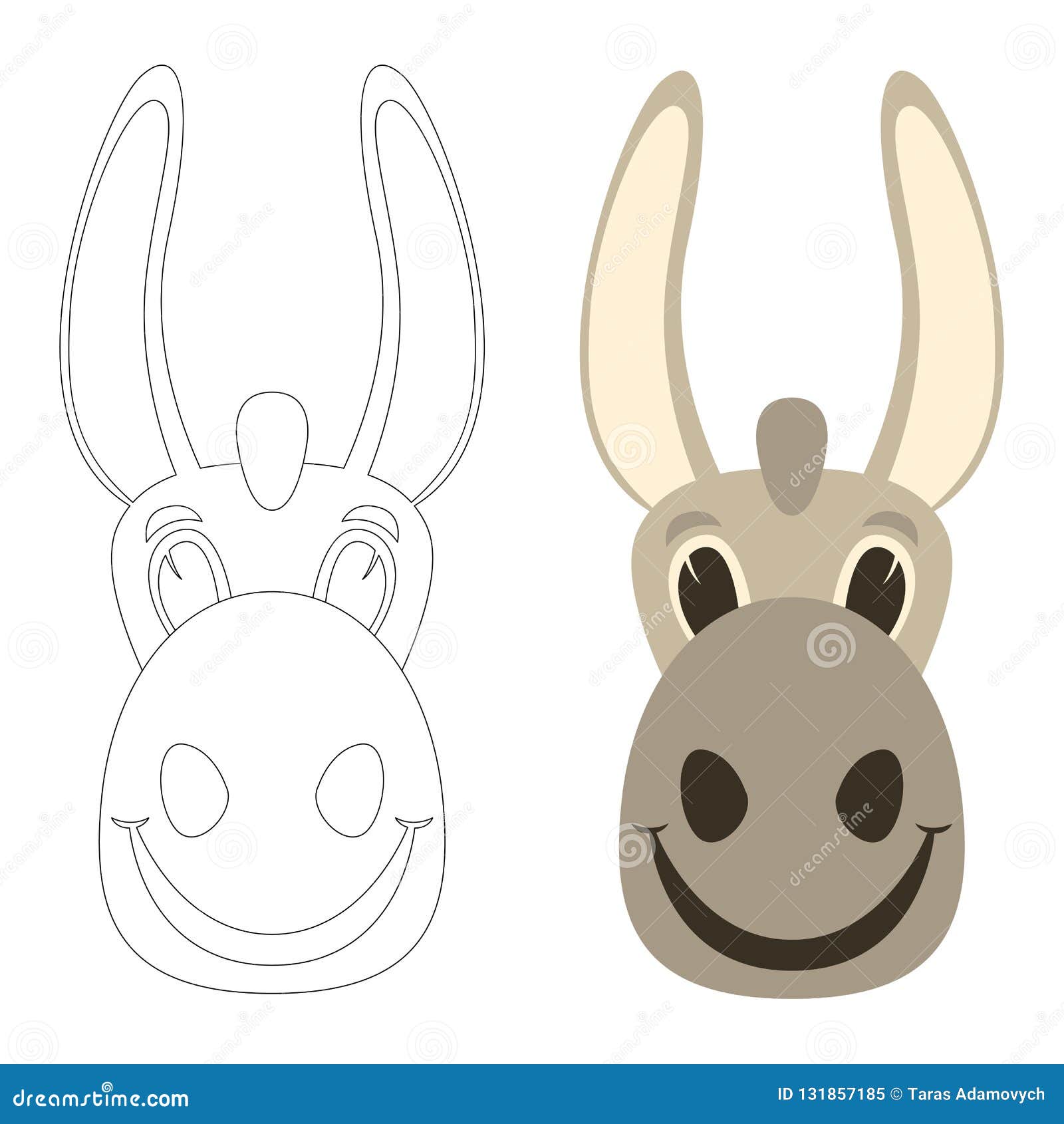 Donkey Cartoon Face.flat Style Stock Vector - Illustration of ...