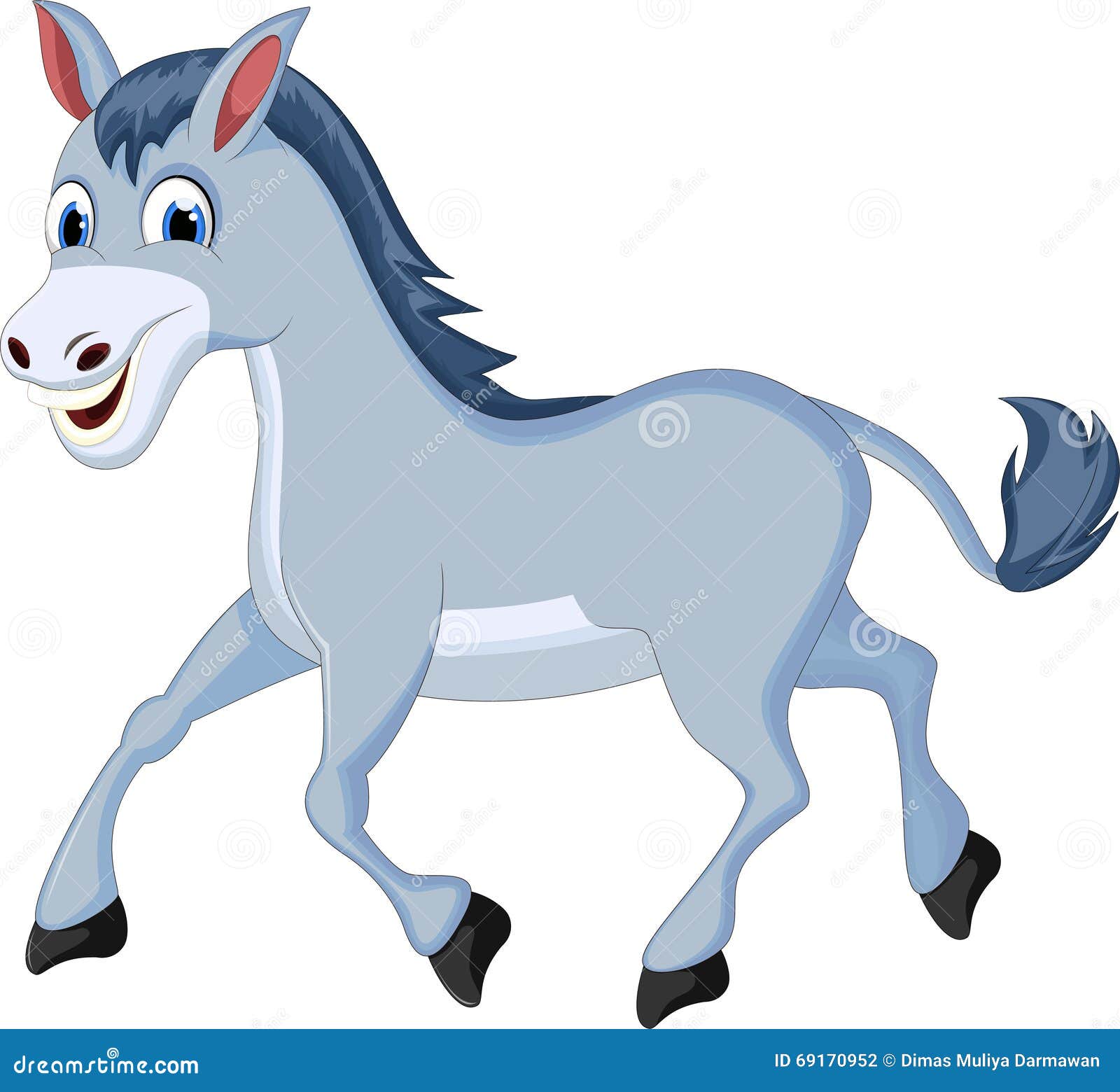 Donkey cartoon running stock illustration. Illustration of laugh - 69170952