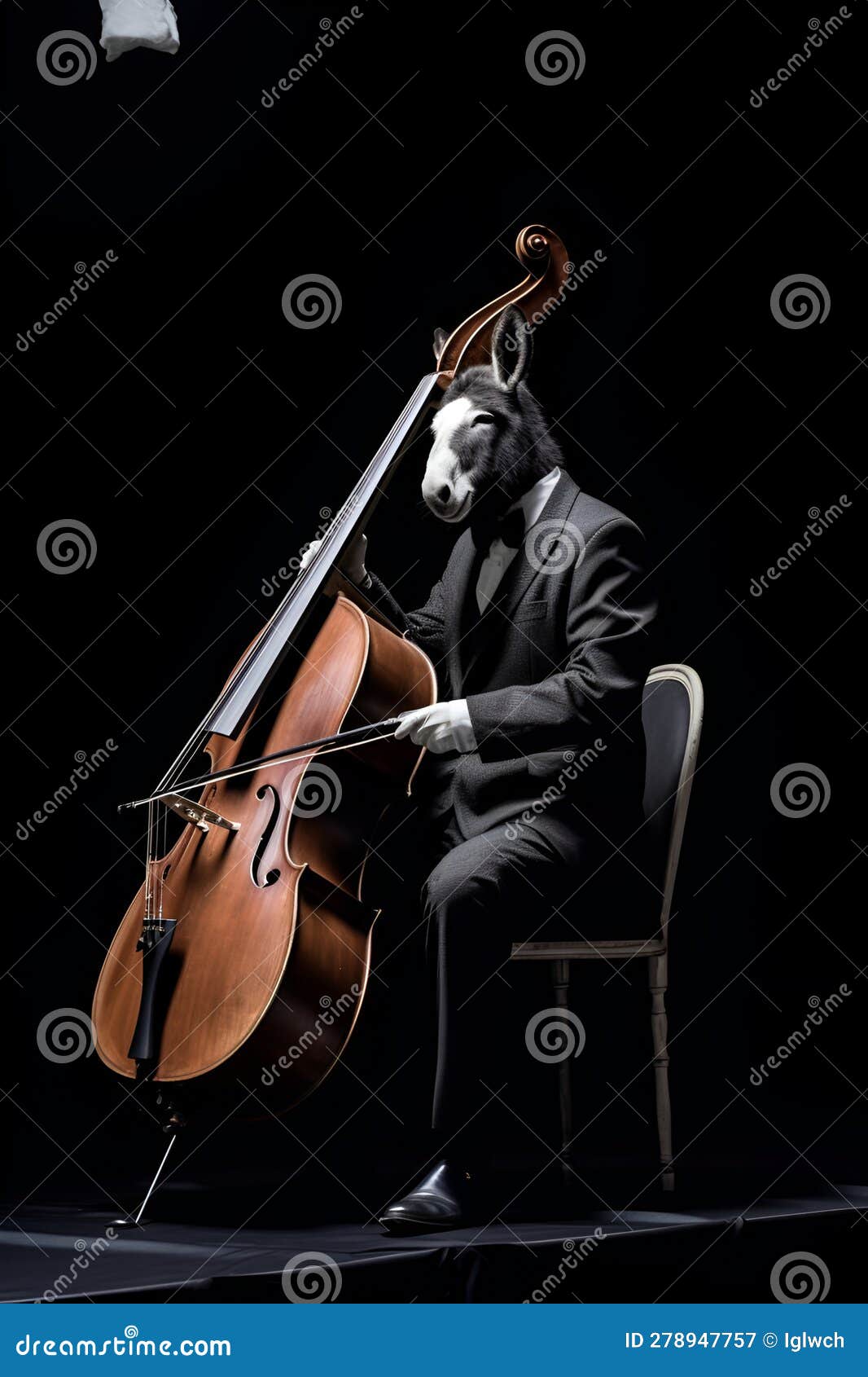 A Donkey Dressed As a Human in a Suit Playing the Cello, AI Generative ...