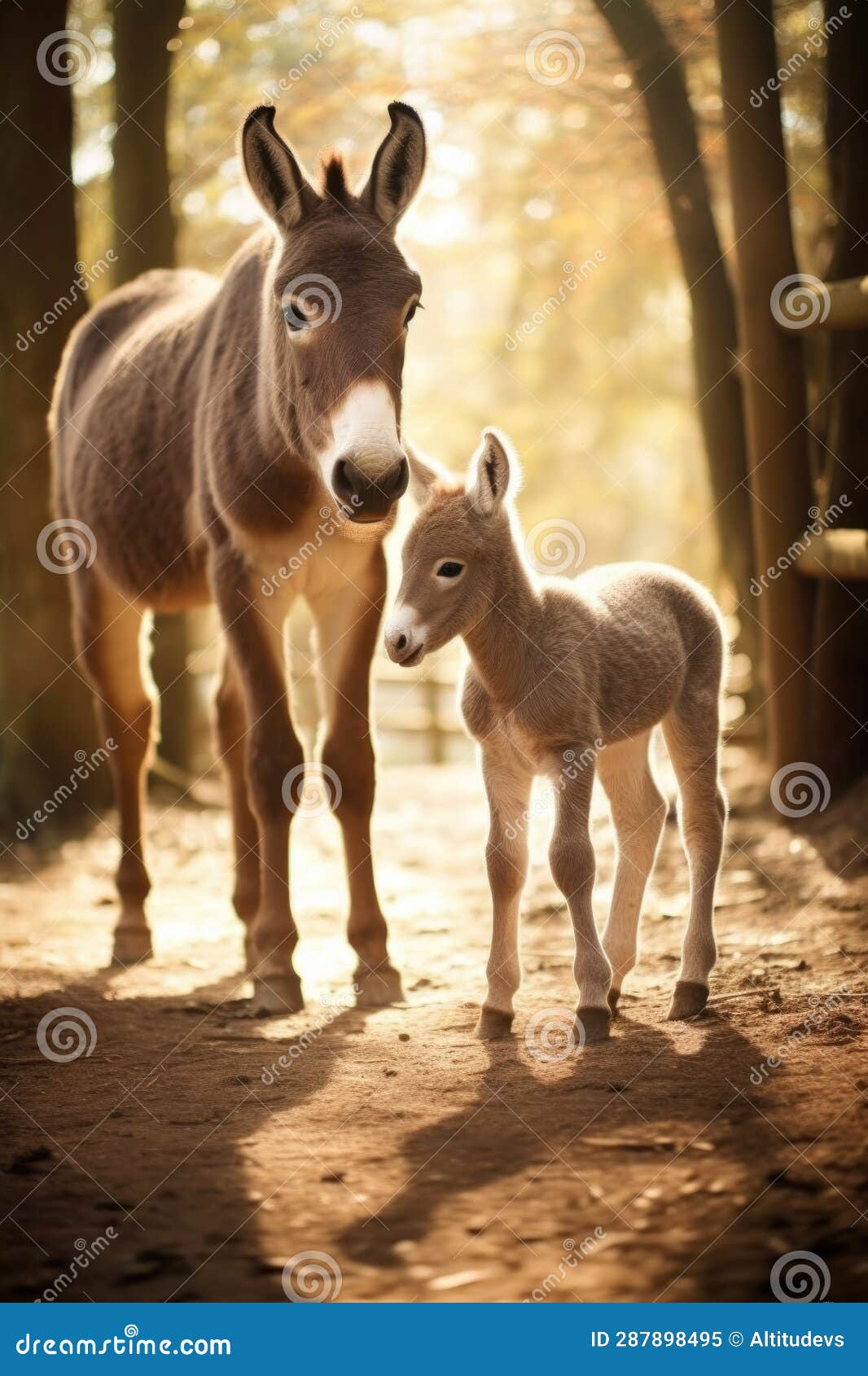 Donkey Foal Taking Its First Steps Stock Illustration - Illustration of ...