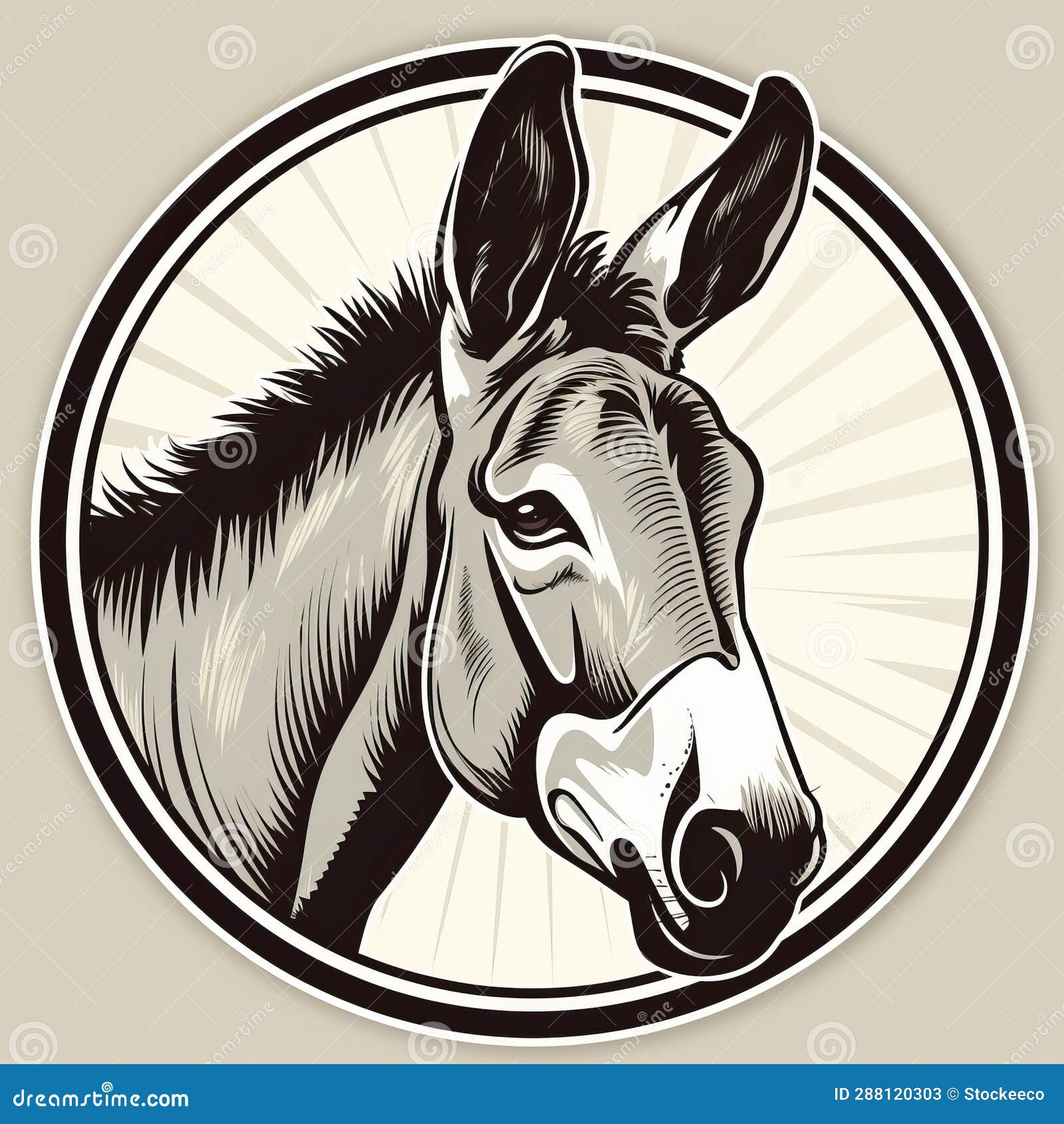 Vintage Style Donkey Sticker with Frosted Ears Stock Illustration ...