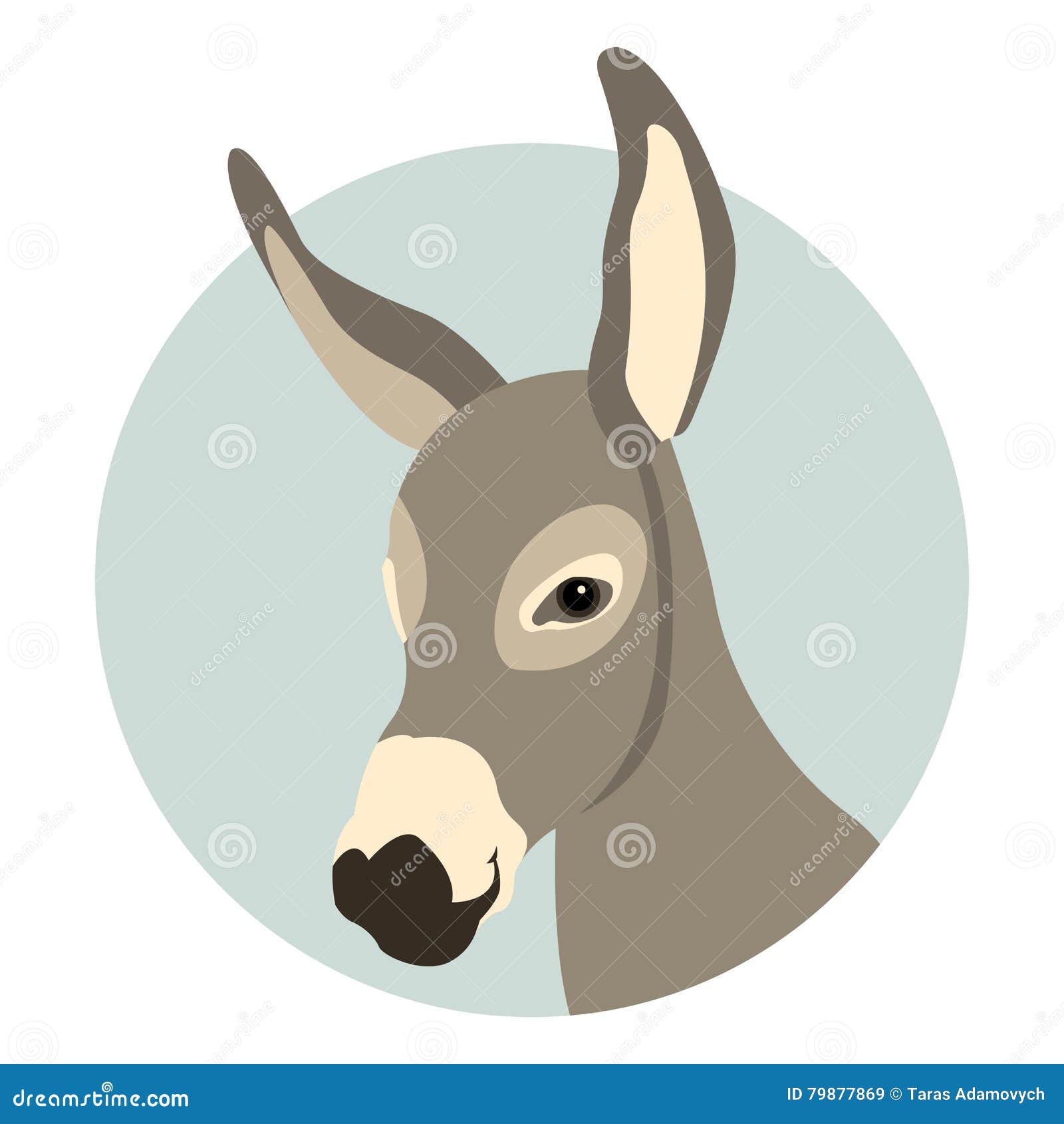 Donkey Head Face Vector Illustration Flat Stock Vector - Illustration ...