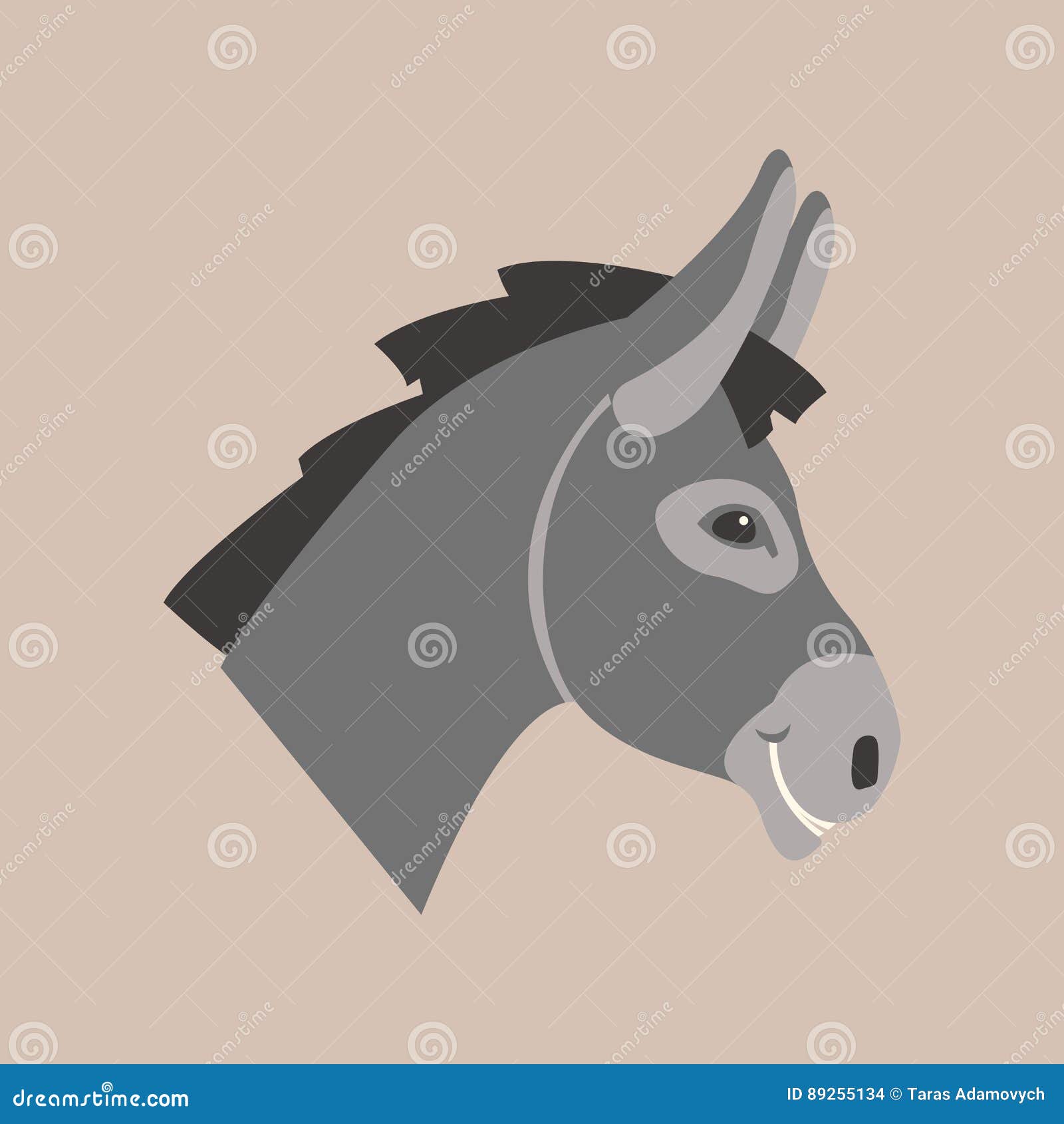Donkey Head Face Vector Illustration Stock Vector - Illustration of ...