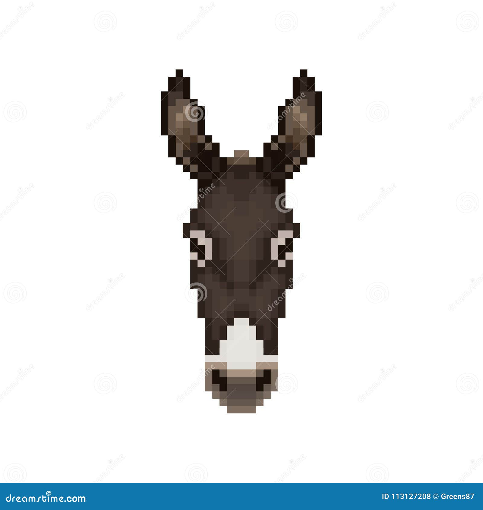 Donkey Head in Pixel Art Style. Stock Vector - Illustration of gray ...