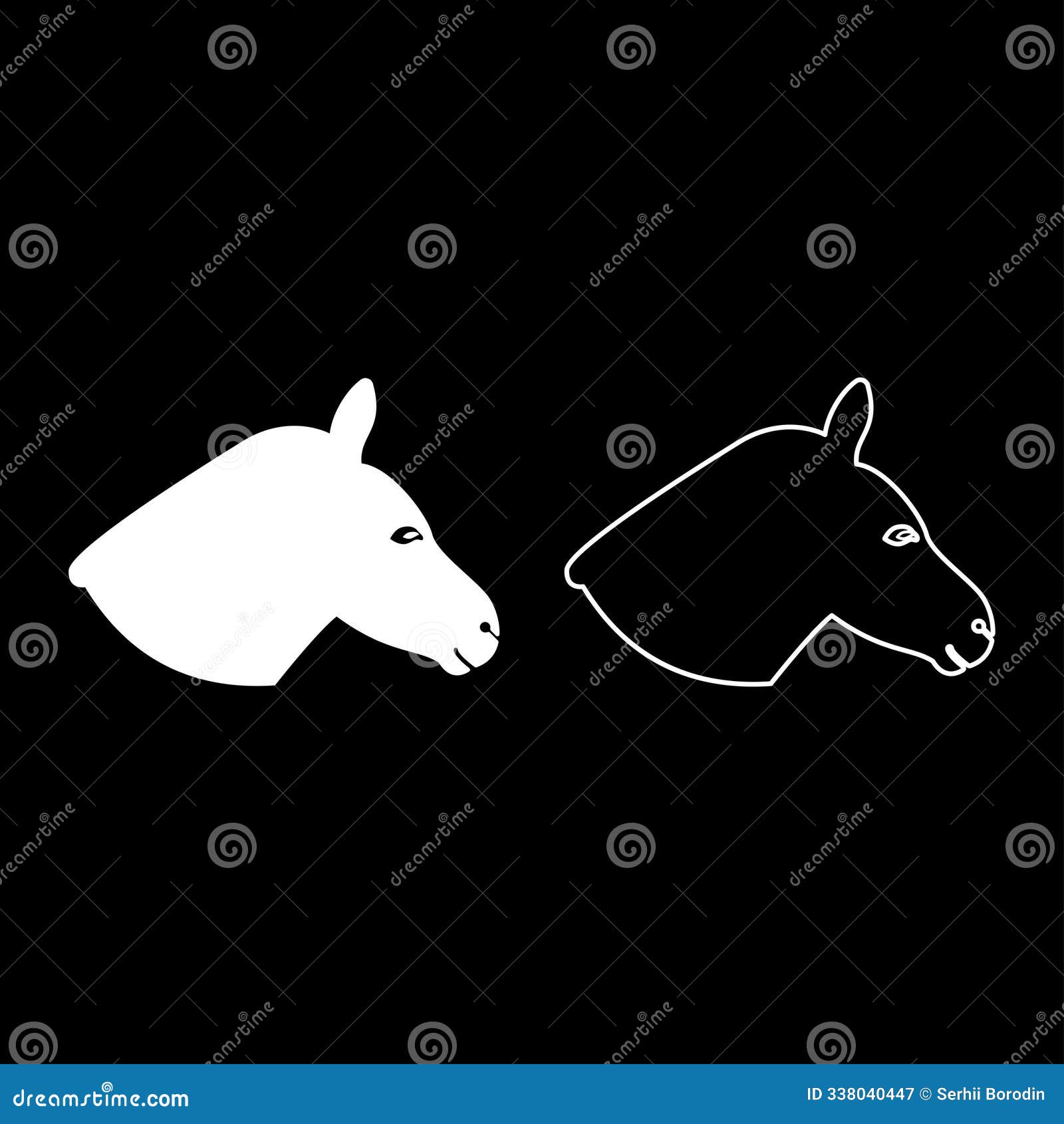 Donkey Head Silhouette Set Icon White Color Vector Illustration Image ...