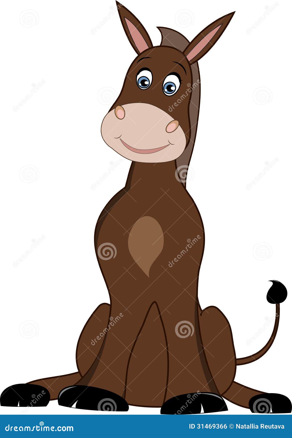 Donkey stock vector. Illustration of brown, animal, smile - 31469366