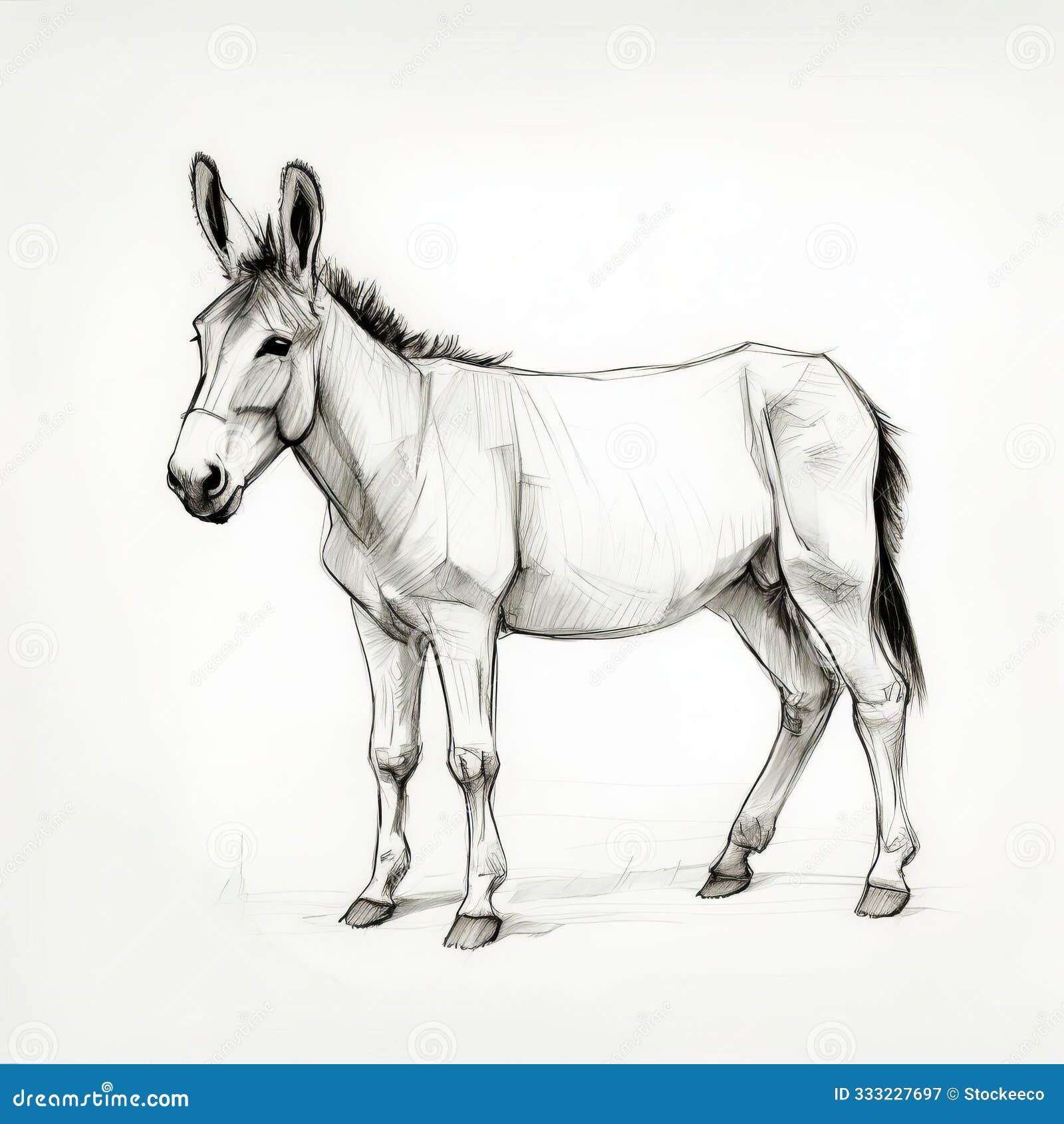 Realistic One-line Drawing of a Donkey Figure Outline Stock ...