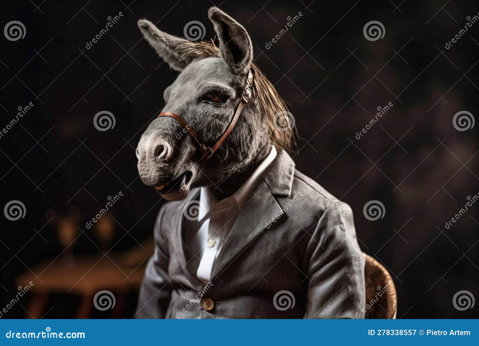 A Donkey is Laughing, Dressed in a Business Suit, Generative AI Stock ...