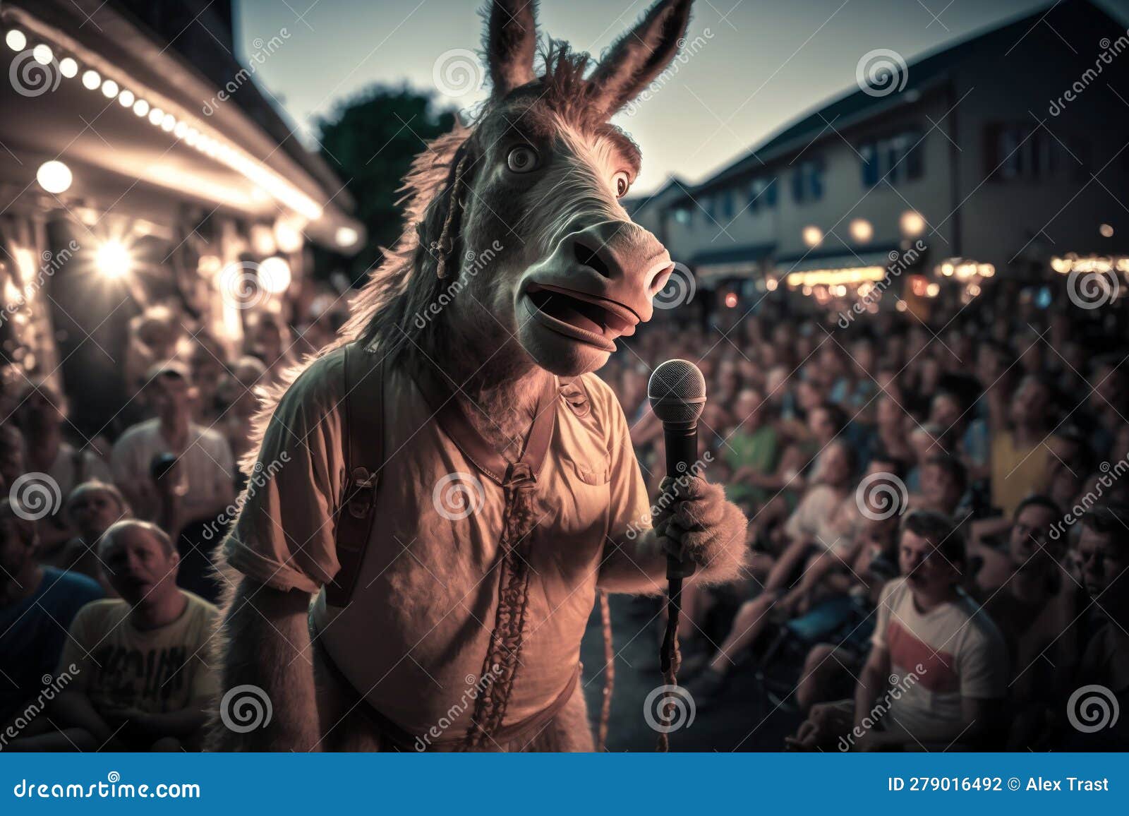 Donkey Leads the Event in the City. Generated by AI Stock Illustration ...