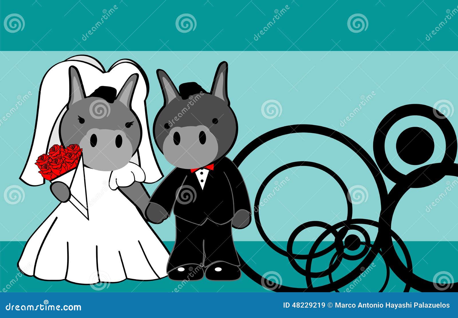 Donkey Married Cartoon Background Stock Vector - Illustration of couple ...