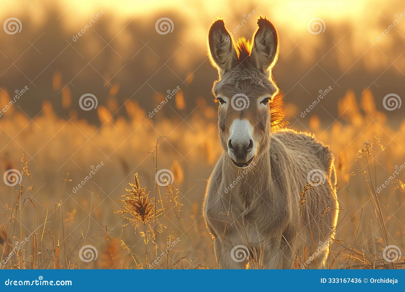 Donkey Is Standing On Green Grass Field Stock Image | CartoonDealer.com ...