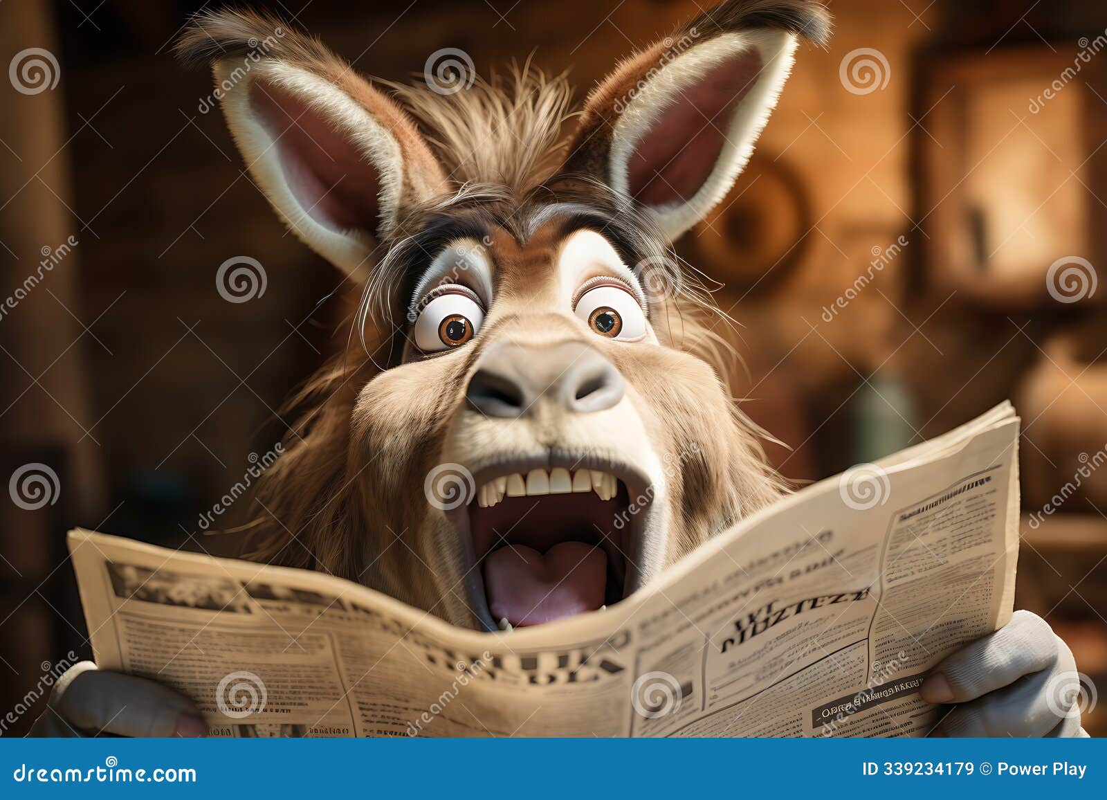 Donkey Surprise with Newspaper in the Kitchen. Funny Donkeys in the ...