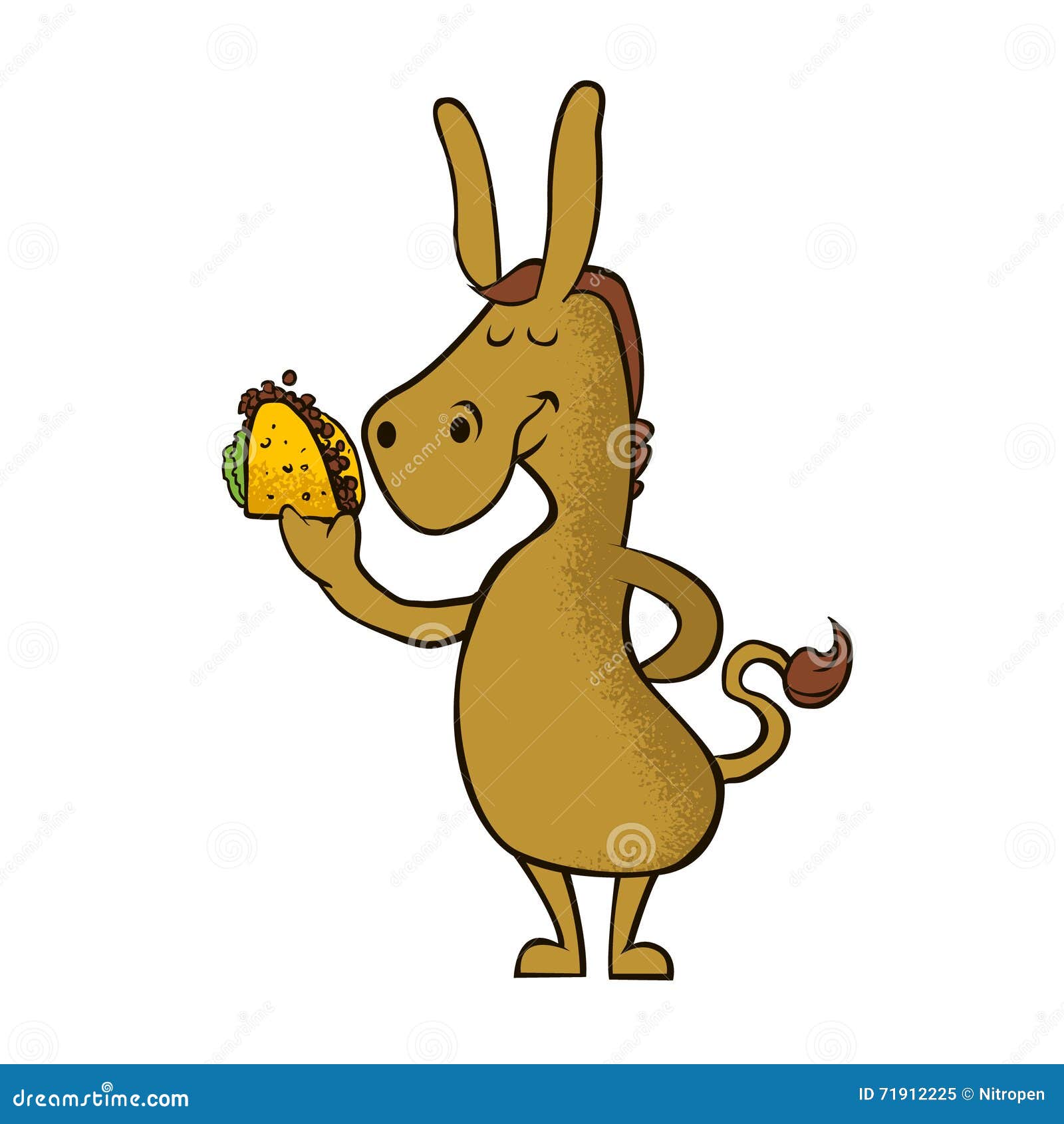 Donkey with Taco Cartoon Vector Stock Vector - Illustration of cartoon ...