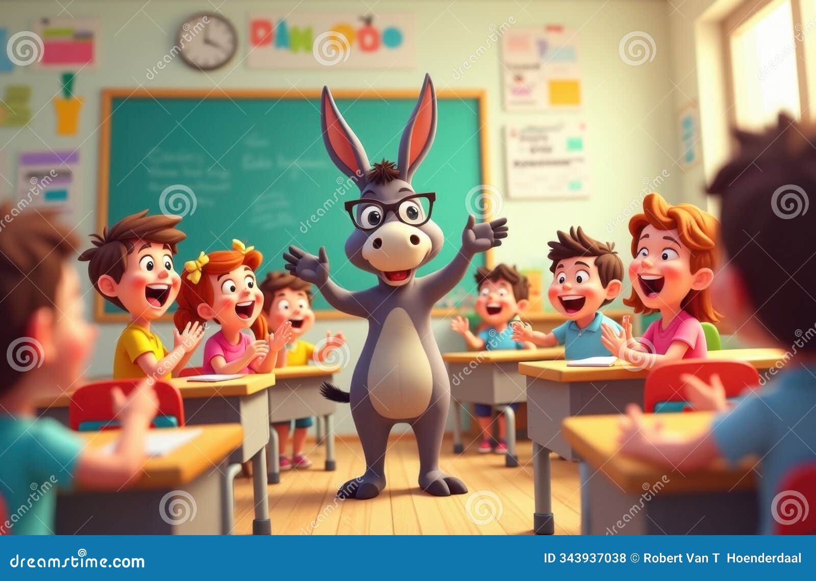 A Donkey Teacher Teaching Children in Front of Class at 28-10-2025 ...