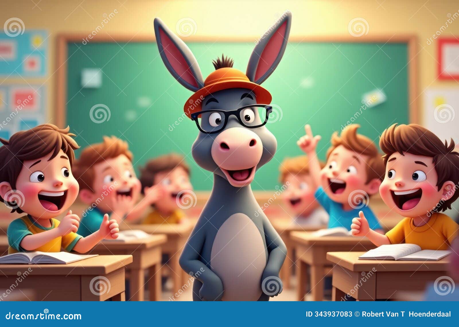 A Donkey Teacher Teaching Children in Front of Class at 28-10-2025 ...