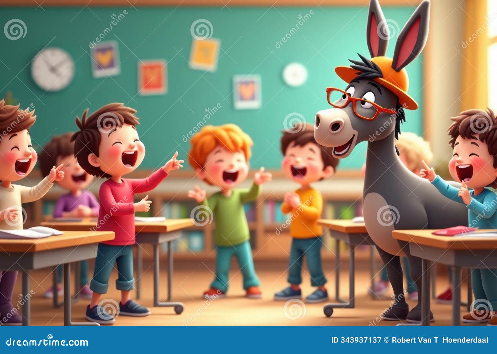 A Donkey Teacher Teaching Children in Front of Class at 28-10-2025 ...
