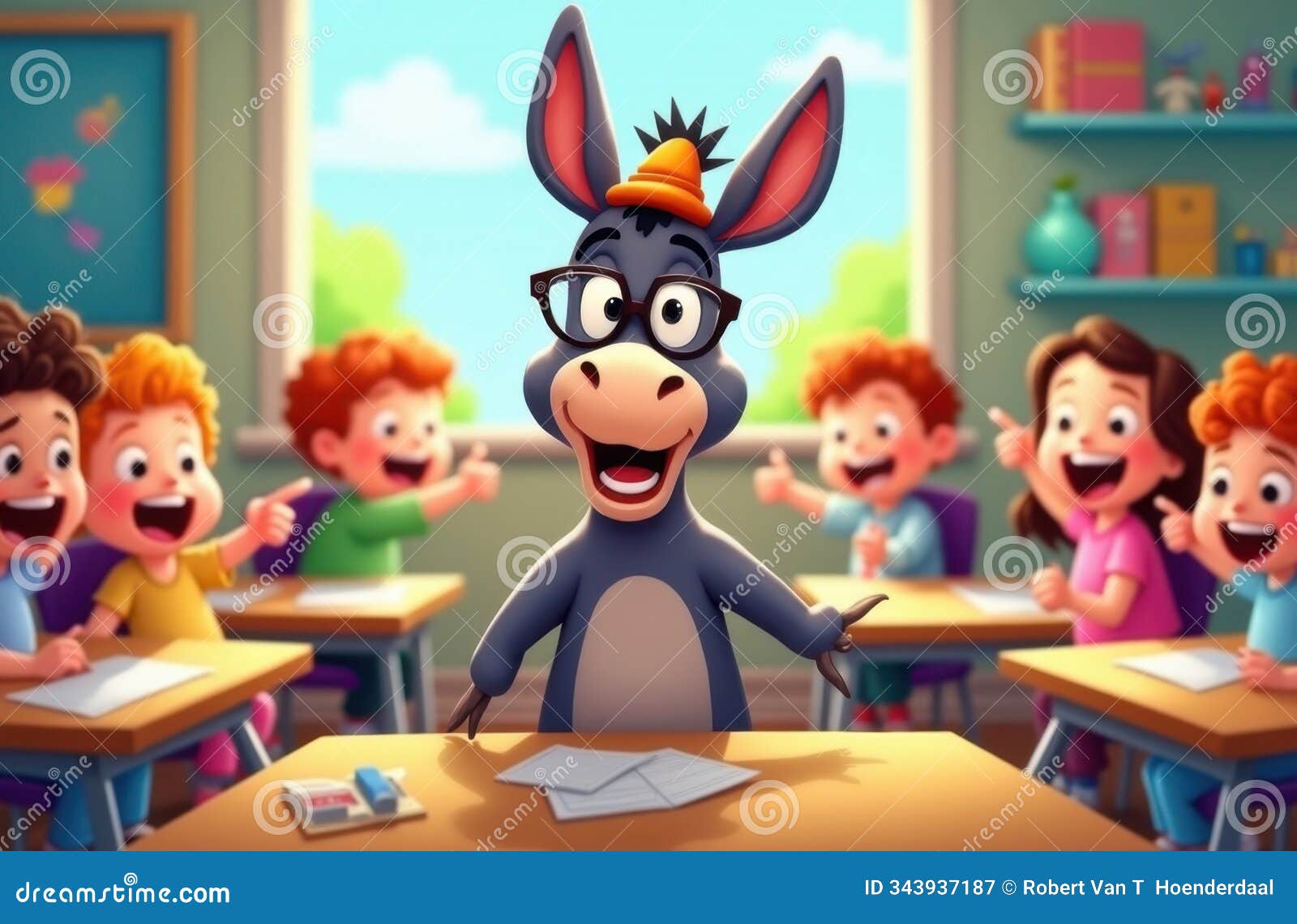 A Donkey Teacher Teaching Children in Front of Class at 28-10-2025 ...