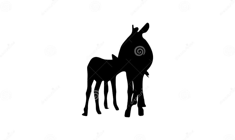 Donkey Vector Flat Design Black and White Stock Vector - Illustration ...