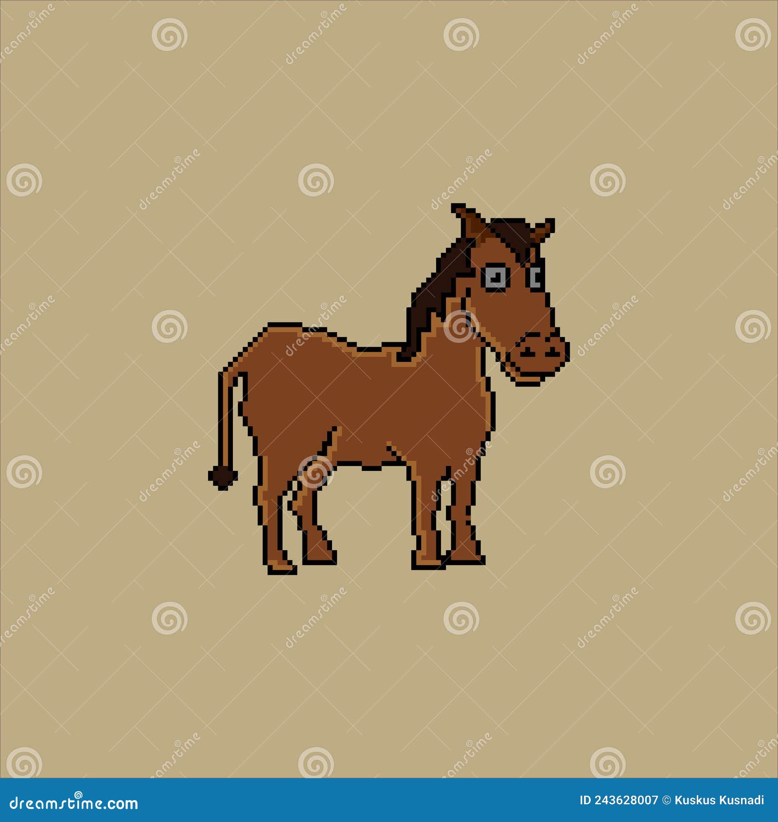 Pixel Art Donkey. Farm Animal For Game Design Cartoon Vector ...