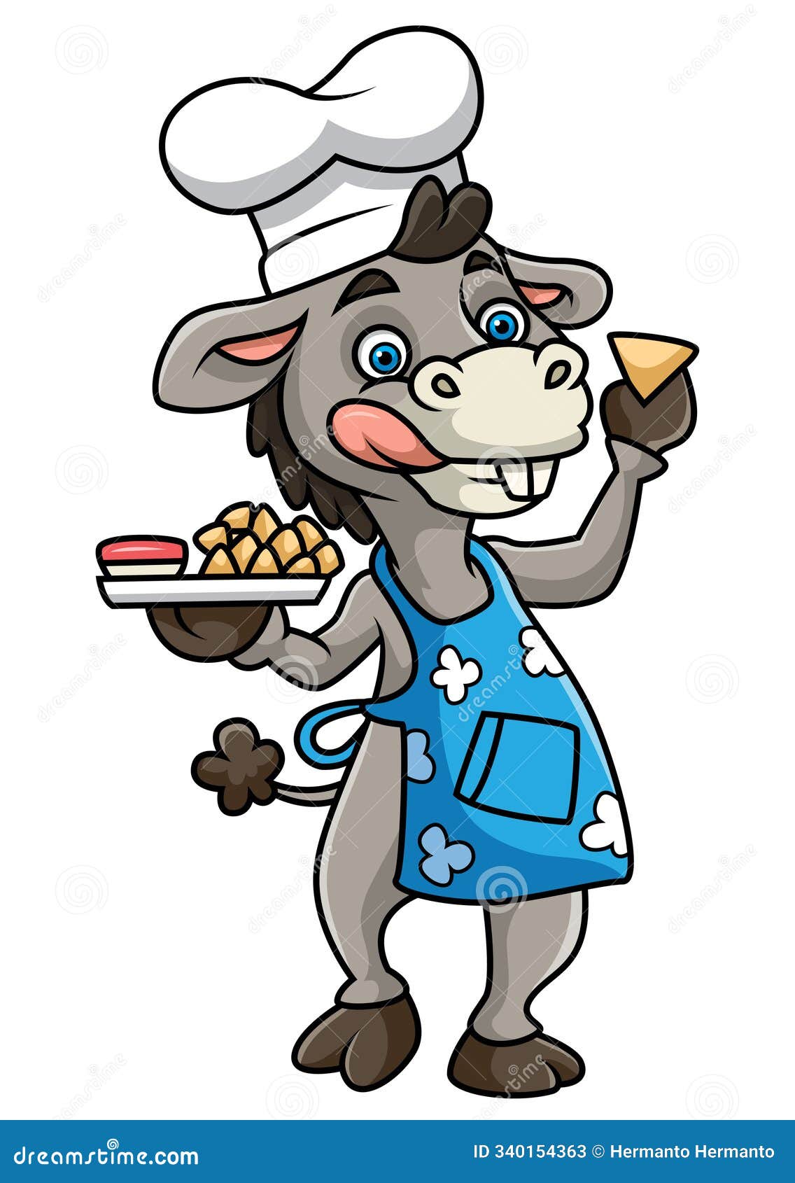 Donkey Wearing Apron and Chef Hat Holding Plate Stock Illustration ...