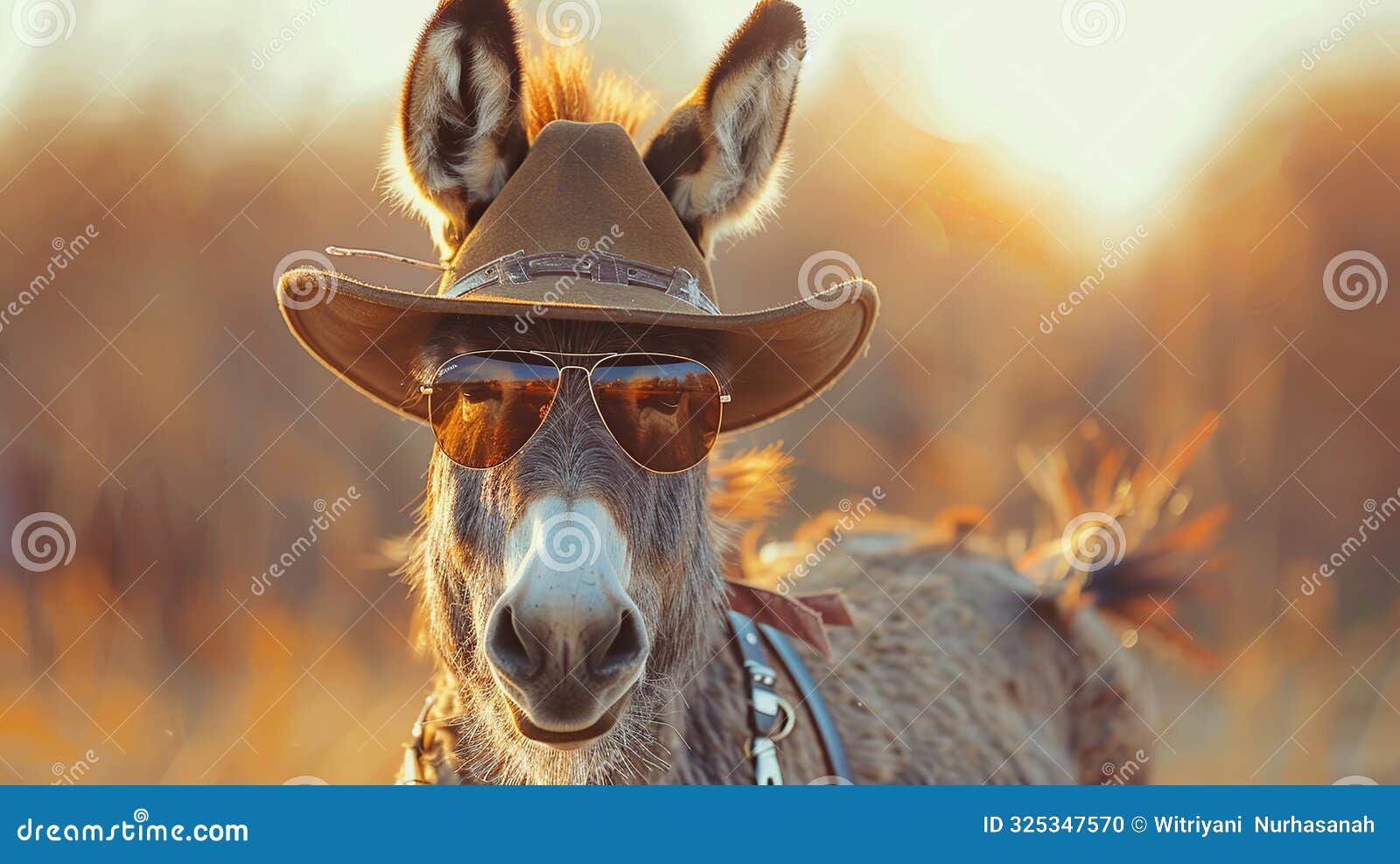 Donkey in a Cowboy Hat stock illustration. Illustration of nature ...