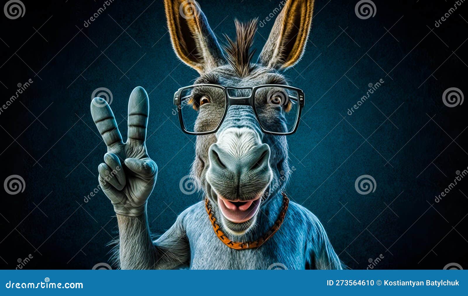 Donkey Wearing Glasses Making Peace Sign. Generative AI Stock ...