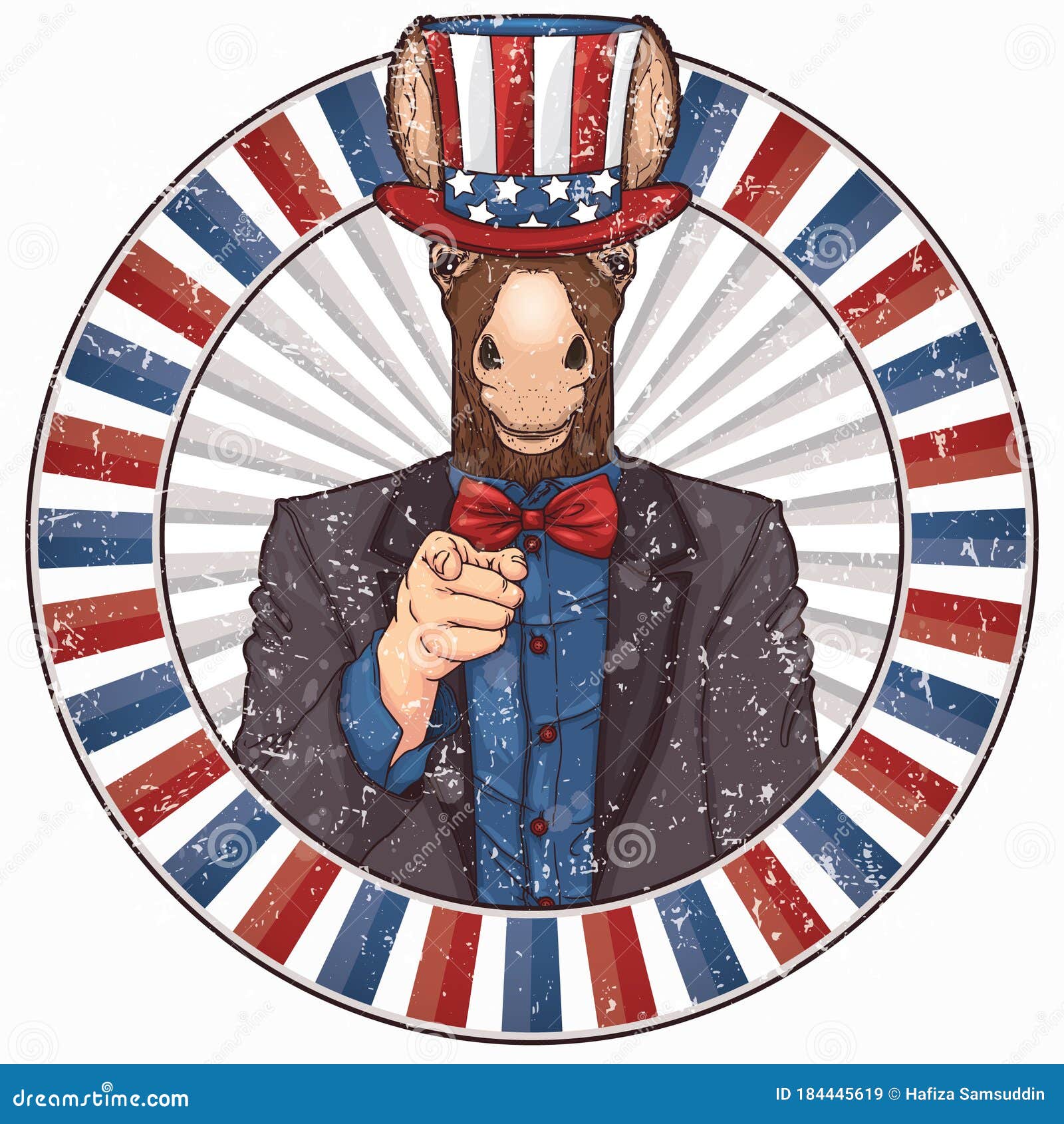 Donkey Wearing Uncle Sam& X27;s Hat. Vector Illustration Decorative ...