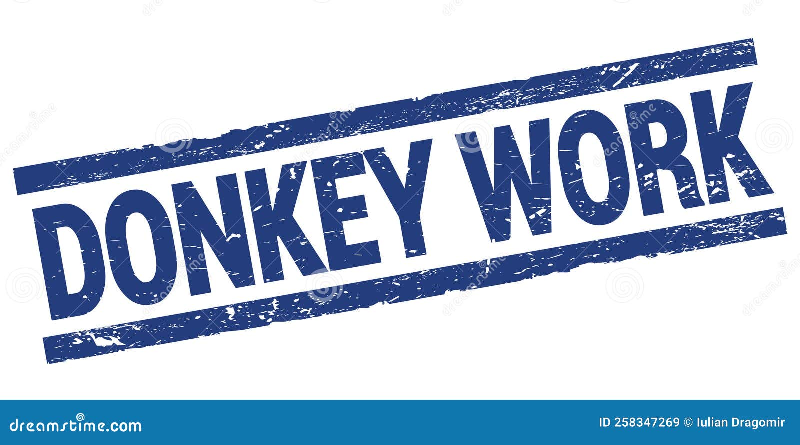 DONKEY WORK Text on Blue Rectangle Stamp Sign Stock Illustration ...