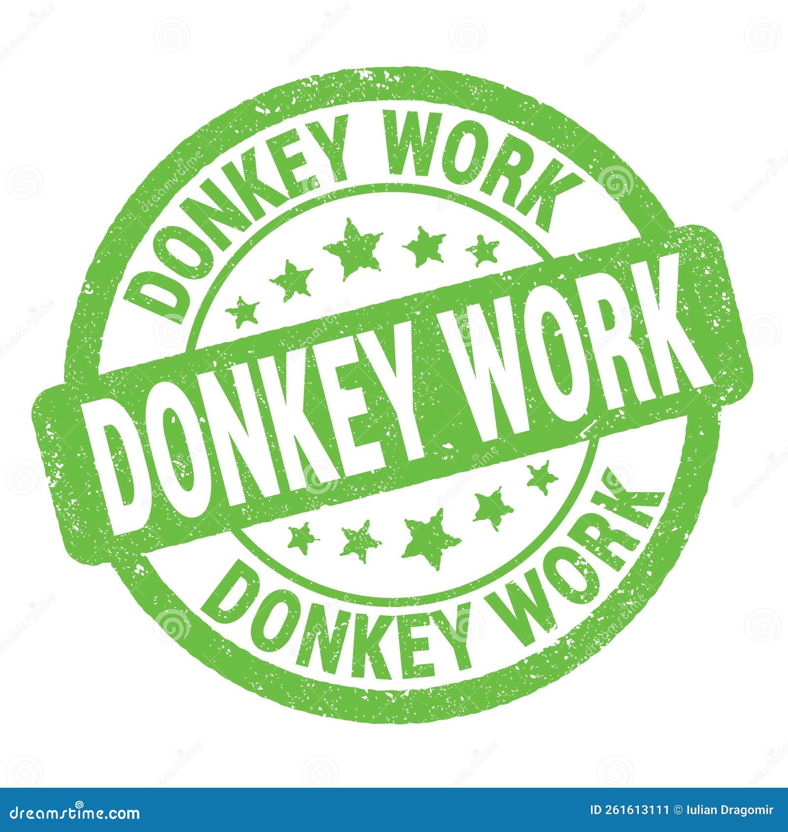DONKEY WORK Text Written on Green Round Stamp Sign Stock Illustration ...